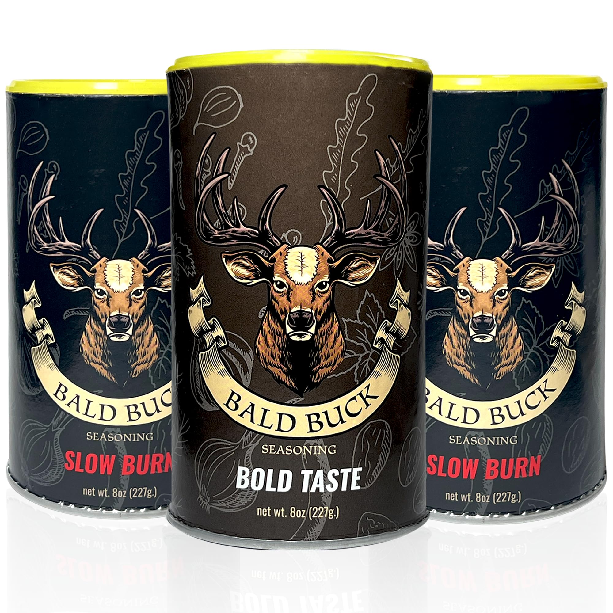 Amazon.com : Bald Buck Seasoning Pack of 3, 8 Oz (2 Slow Burn + 1 Bold ...