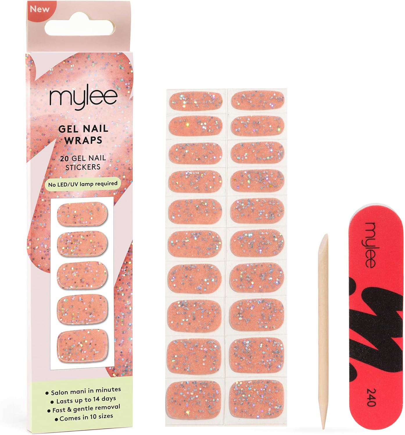 Mylee Gel Nail Wraps [Candy Floss] – 10 Pre-Cured Gel Stickers for ...