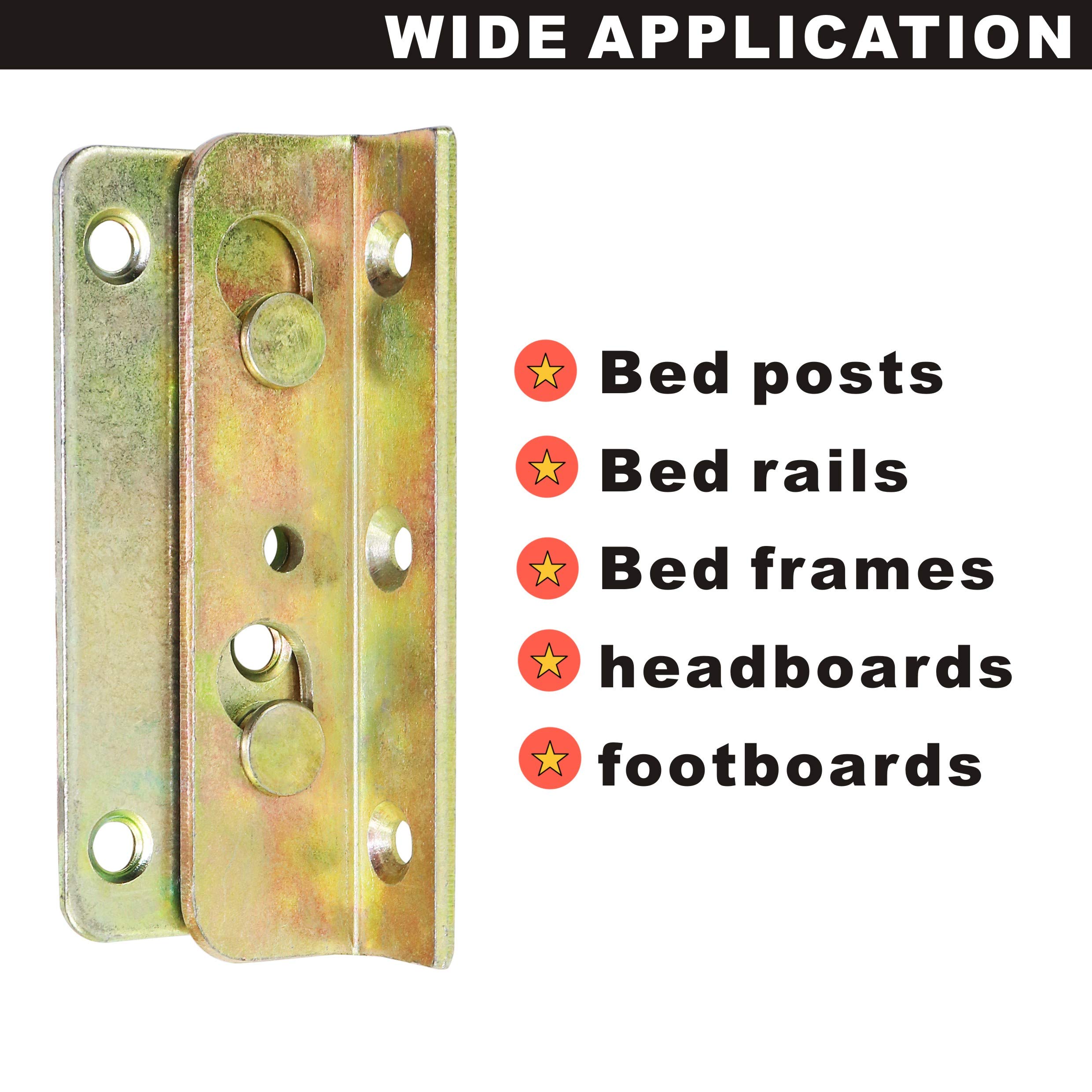 Snapklik.com : No-Mortise Bed Rail Brackets Set Of 4 -Premium Heavy ...