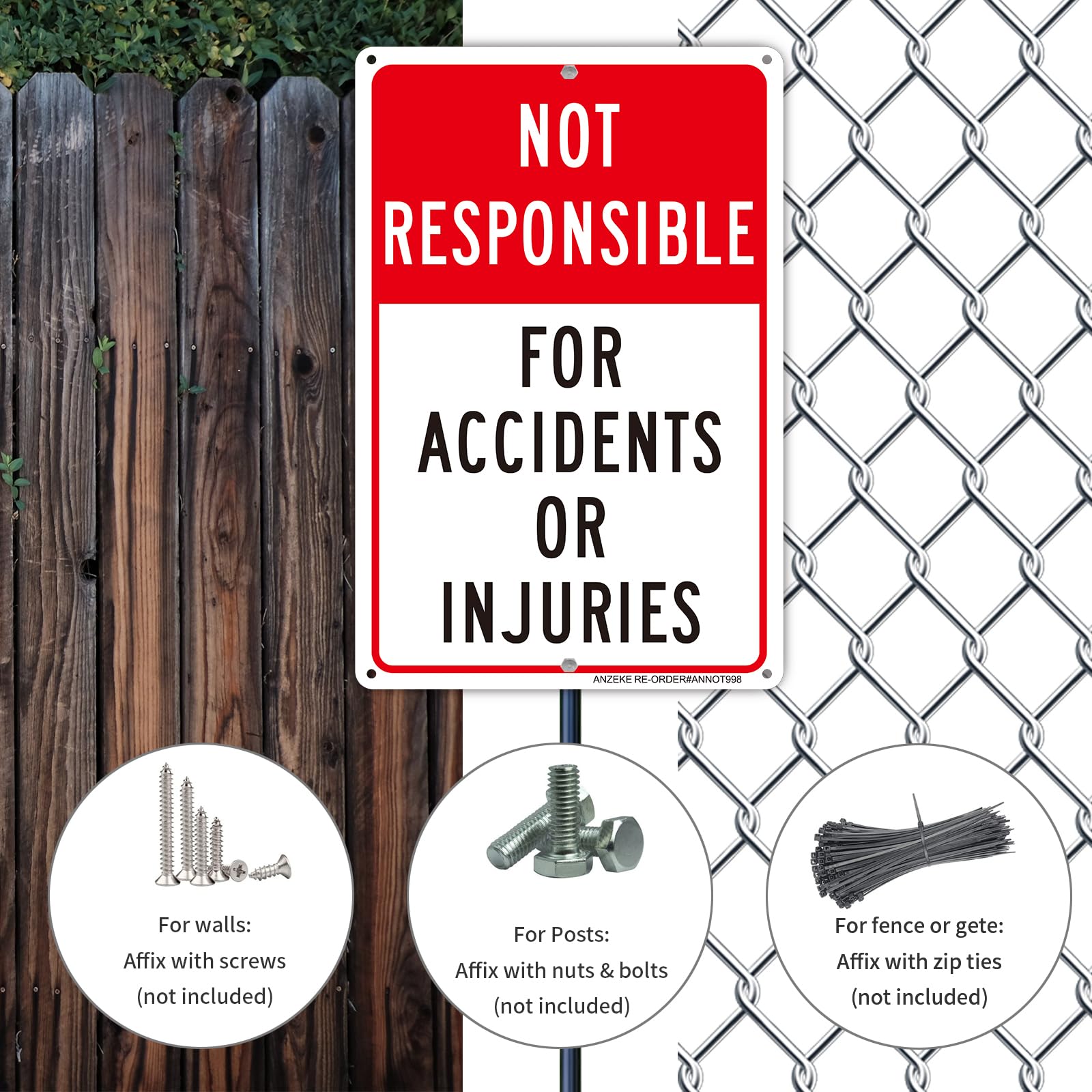 Personal Injury Not Responsible Sign STOP Beware Of Dogs Do Not Enter