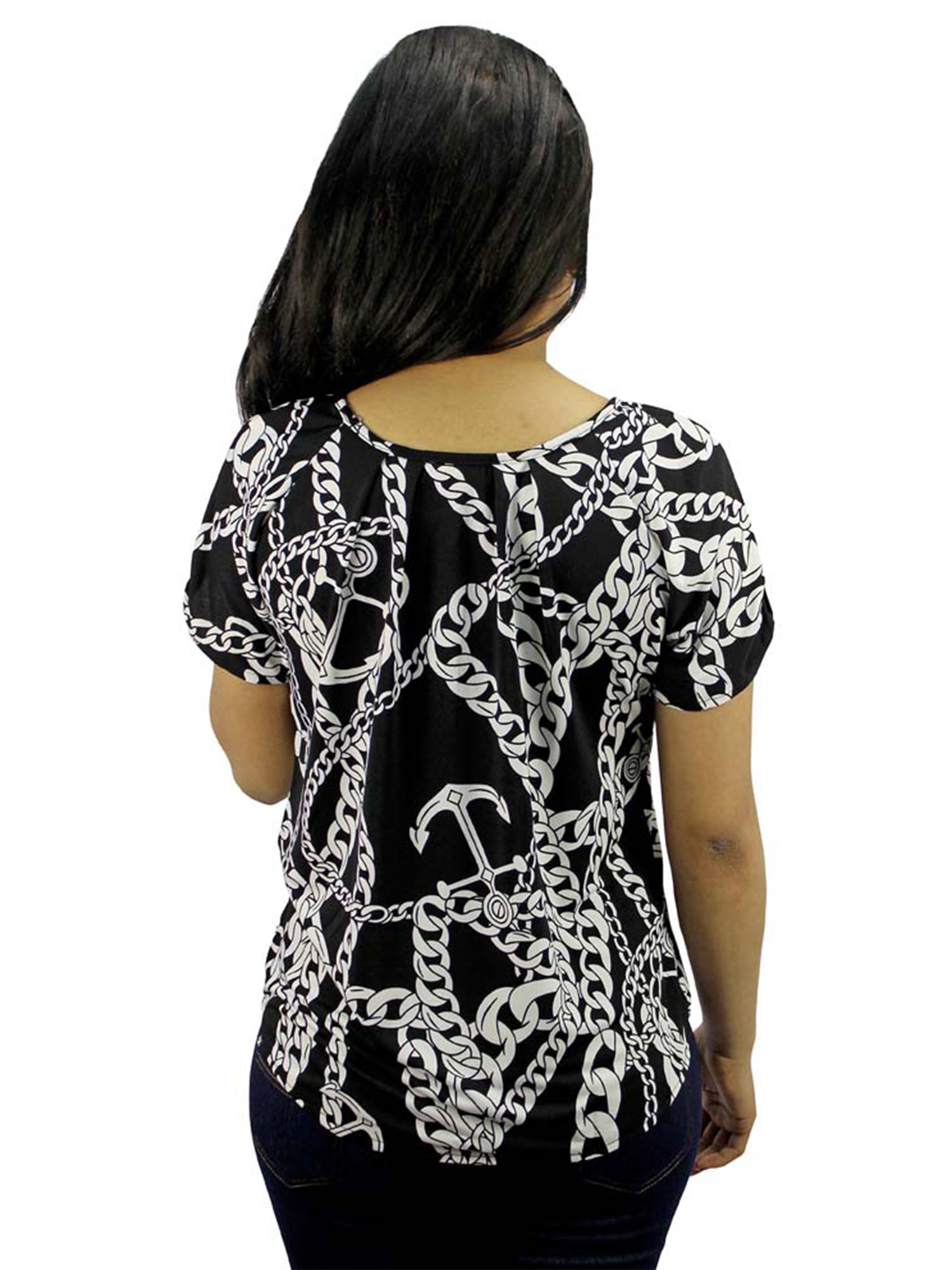 NAUTICAL FAUX BUTTON DOWN ANCHOR CHAIN BLOUSE | eBay