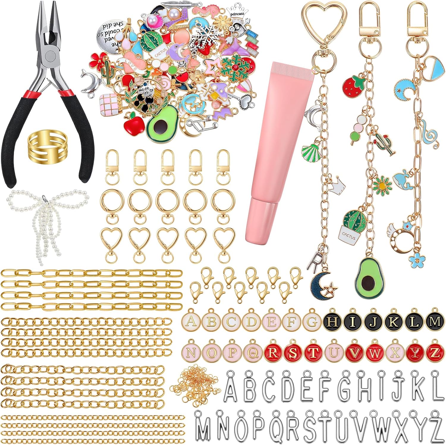 Amazon.com: Oqqlin 315 Pcs Charms Lip Gloss Keychain Making Kit ...