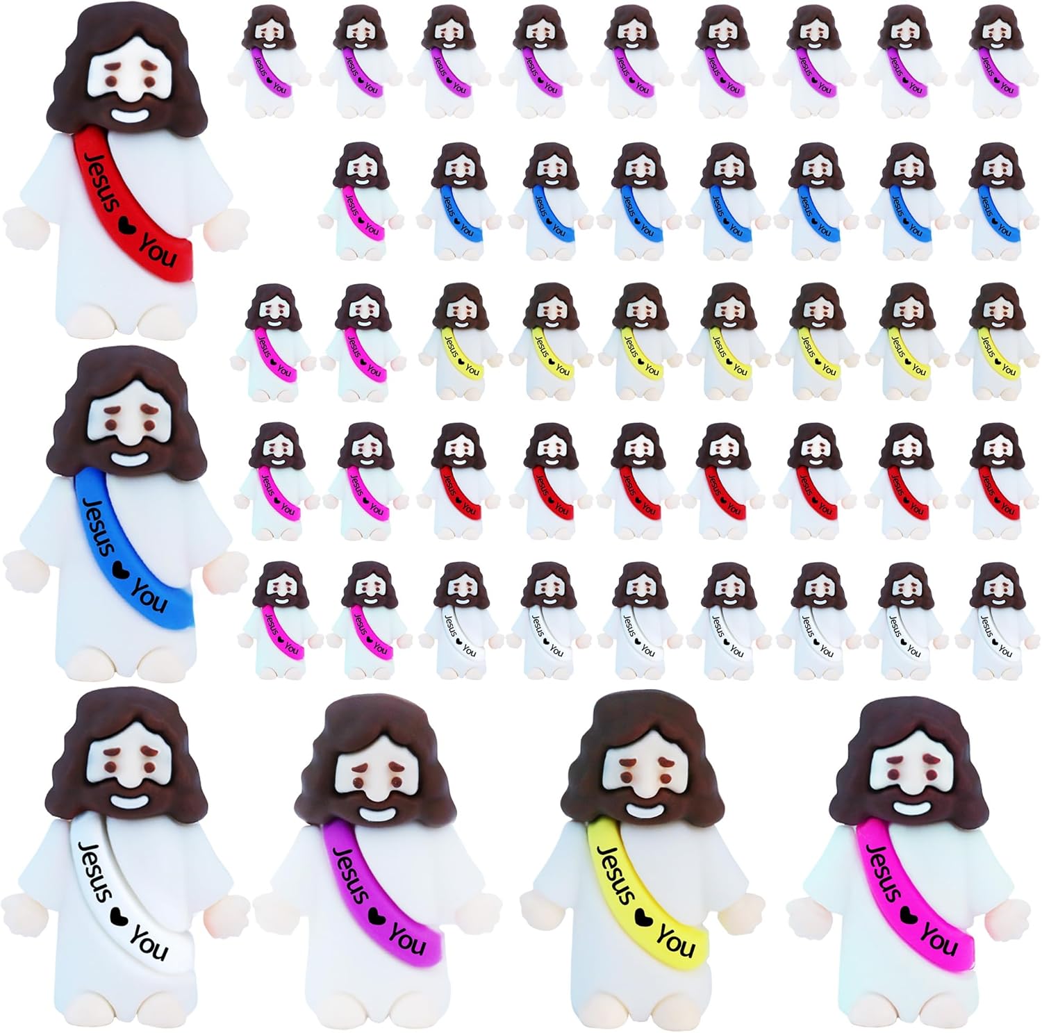 Amazon.com: ILHSTY 50 Pcs Little Jesus Figures – Mini Rubber Jesus Toys ...