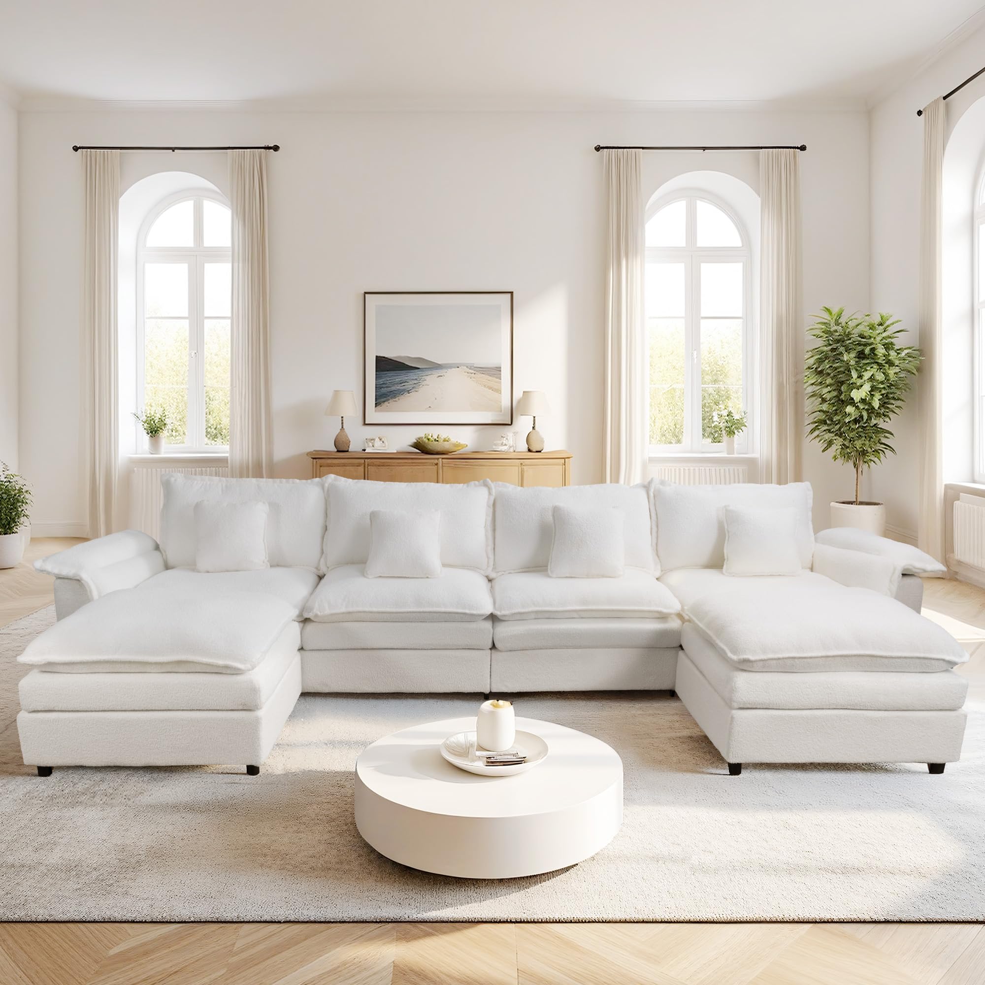 Amazon.com: White Modular Sectional Sofa, 158.5" Modern Cloud Couch for ...