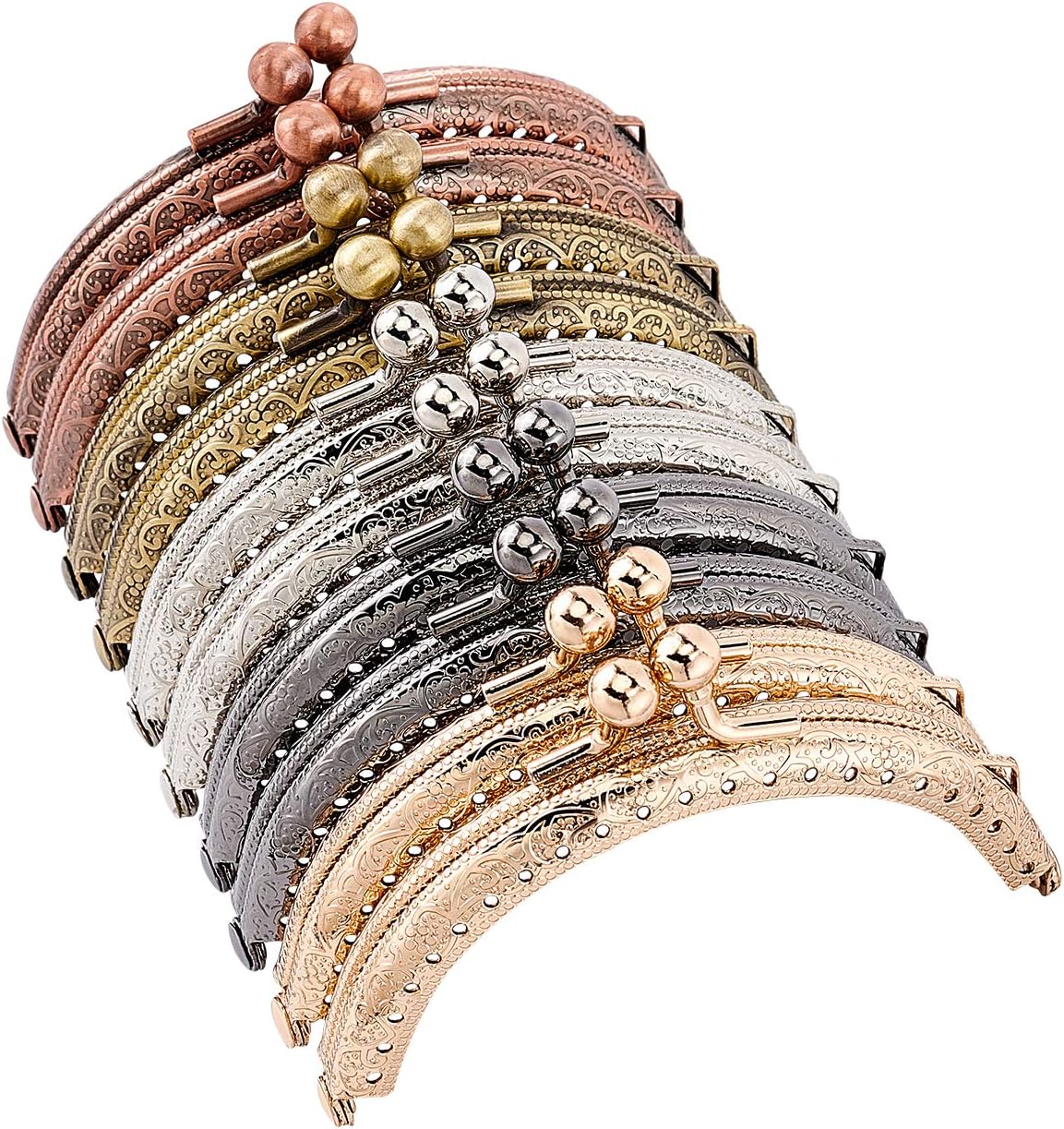 HEEPDD Metal Purse Frame, Square Embossed Kiss Clasp Lock Purse Arch ...