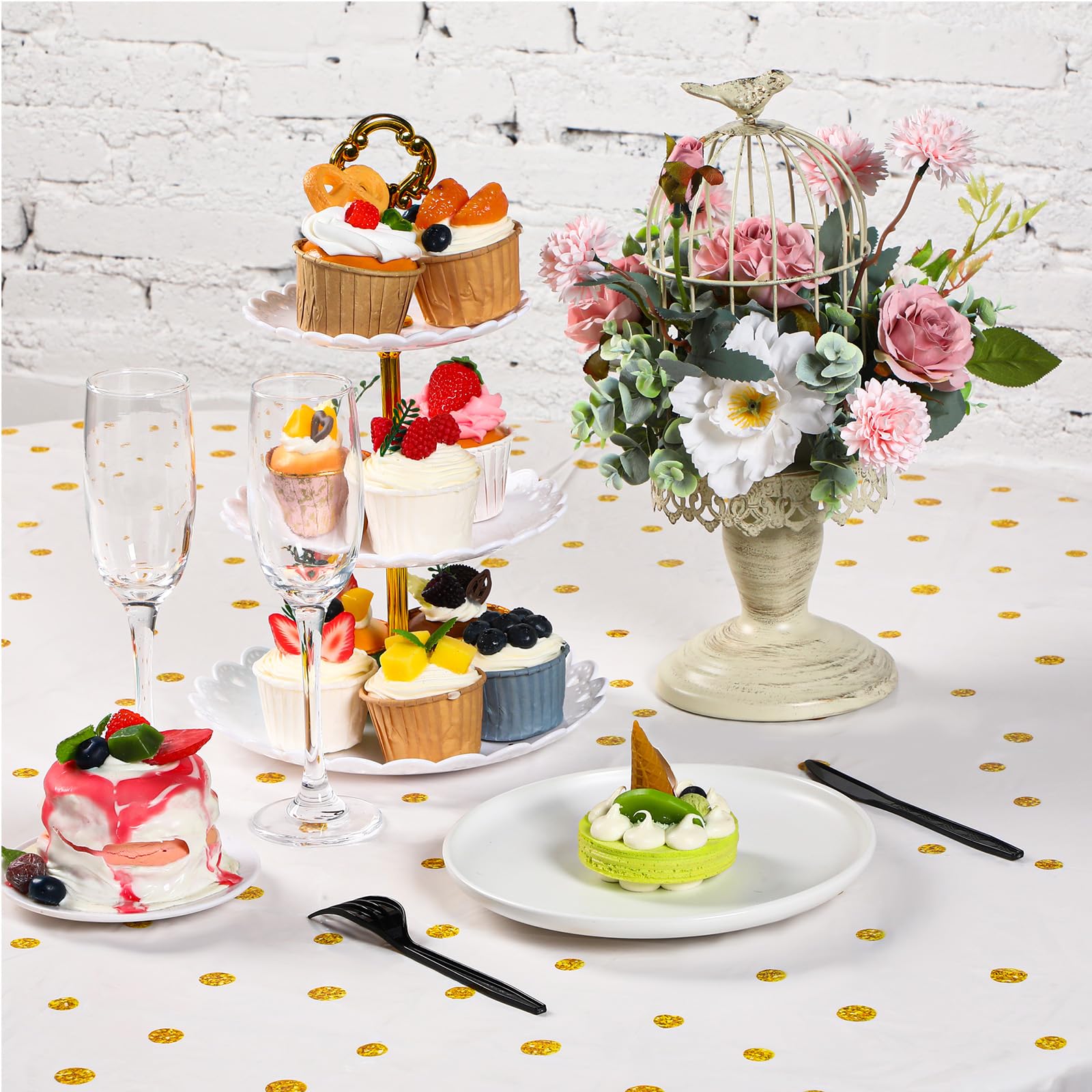 Snapklik.com : Newwiee 6 Pcs Round Dot Tablecloth 84 Inch Plastic Table ...