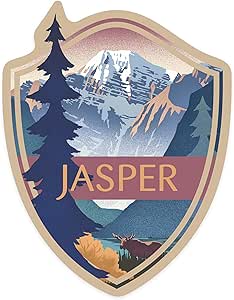 Amazon.com: Die Cut Sticker Jasper, Canada, Mountain Scene, Lithograph ...