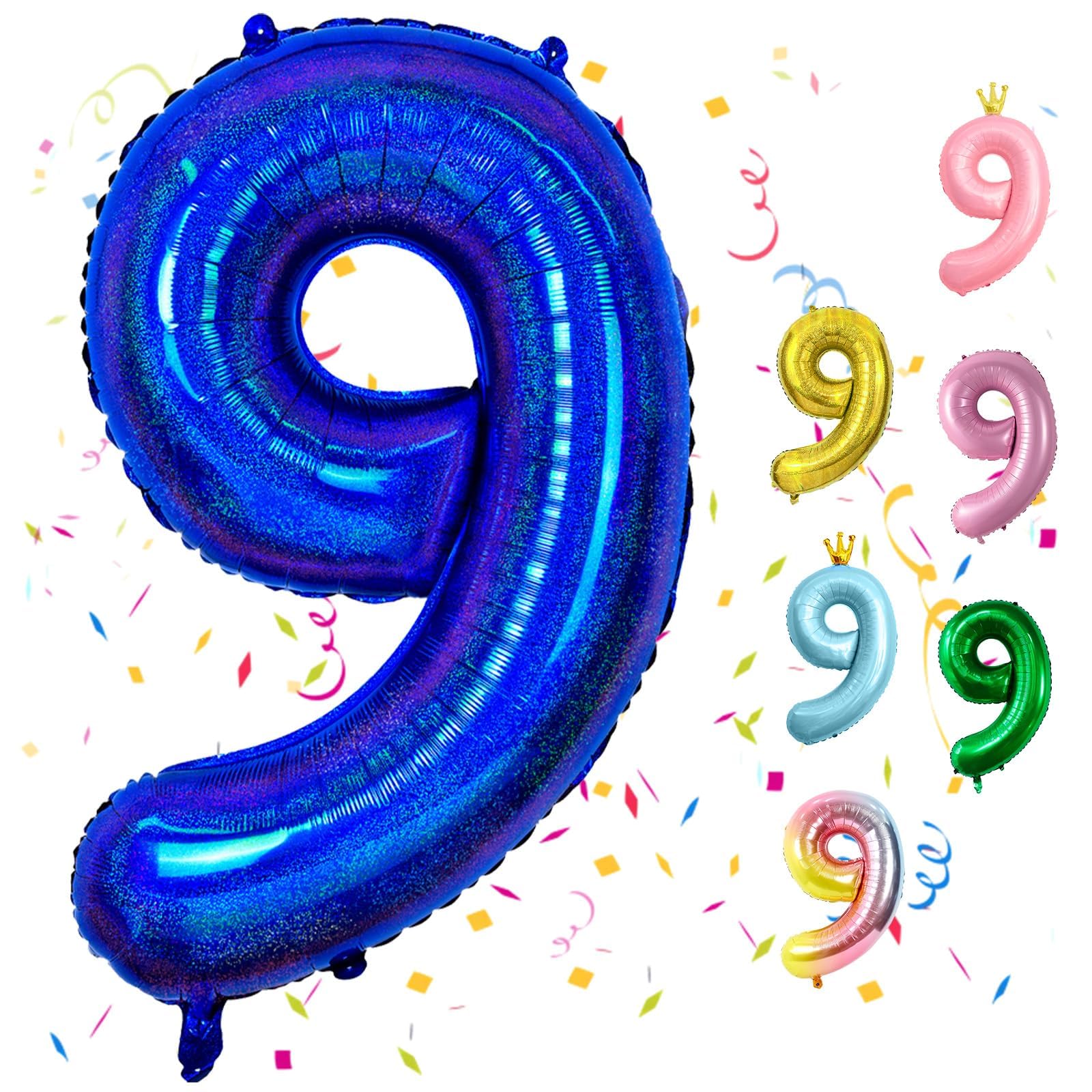 Amazon.com: Dark Blue Number 9 Balloons, 9th Birthday Balloon, 40inch ...