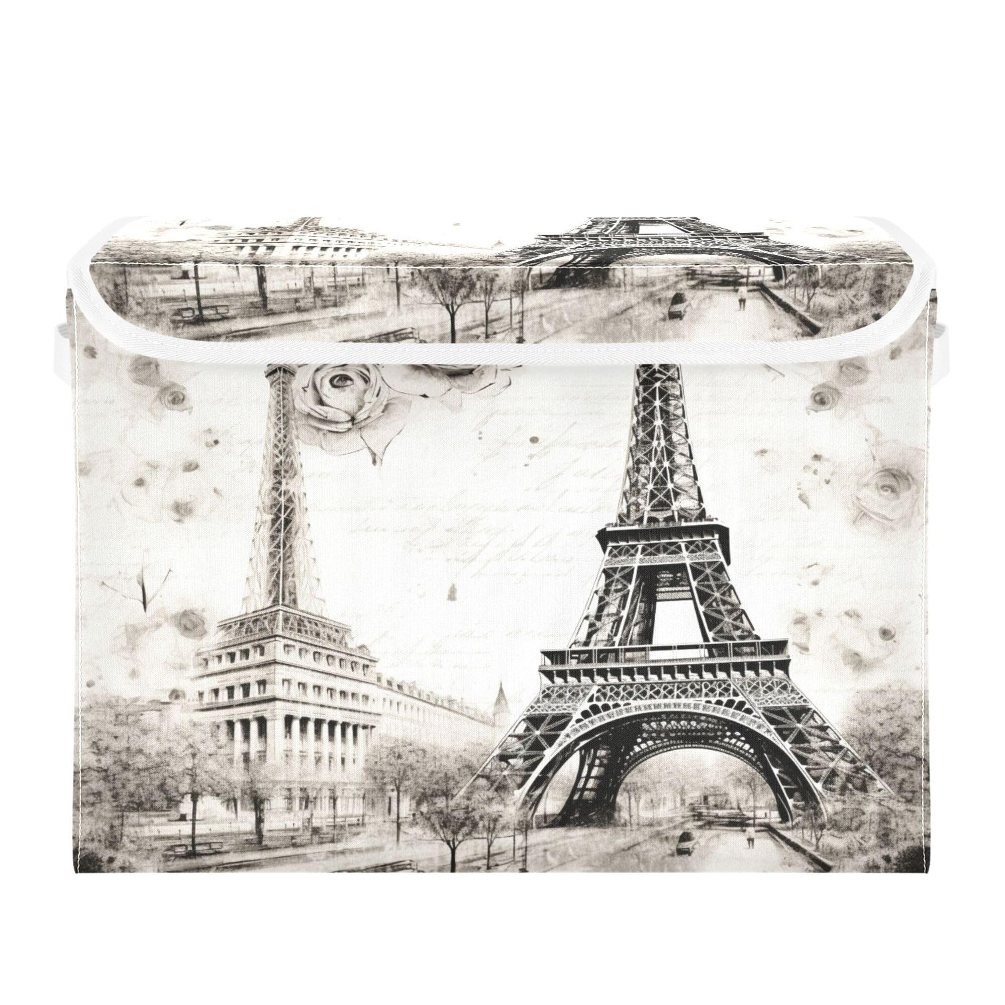 Amazon.com: FJDENG The Paris Tower Home Storage Bins with Lid Handle ...