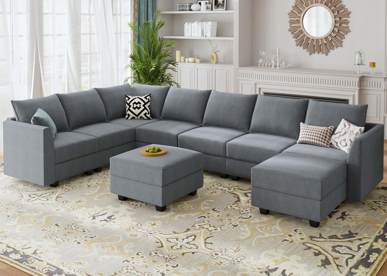 Amazon.com: HONBAY U-Shaped Modular Sofa Sectional Couch with Storage ...