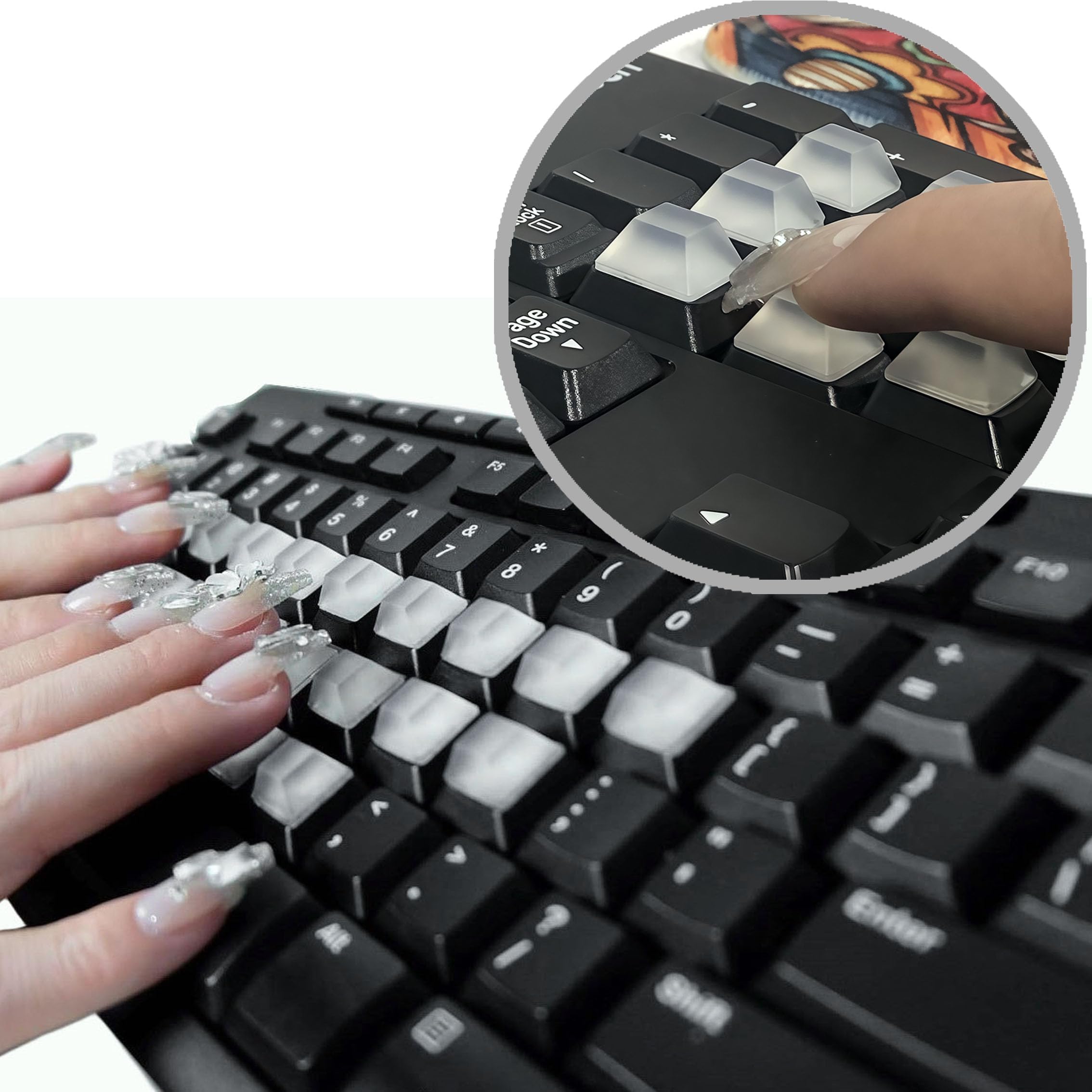 Amazon.com: Keyboard Stickers for Long Nails Protector Raised Clear ...