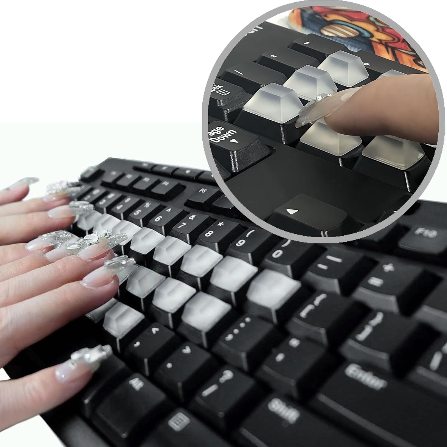 Amazon.com: Keyboard Stickers for Long Nails Protector Raised Clear ...