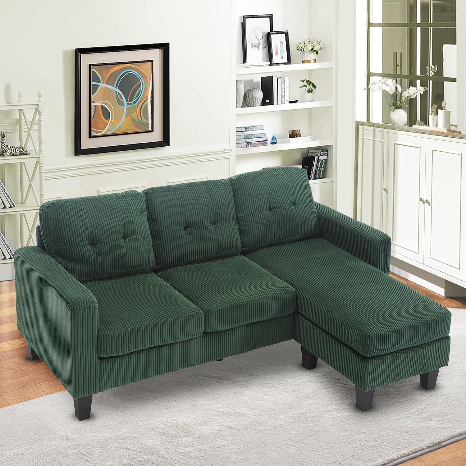 Amazon.com: KYLE & KAY 73'' Convertible Sectional Sofa Couch, 3 Seat L ...