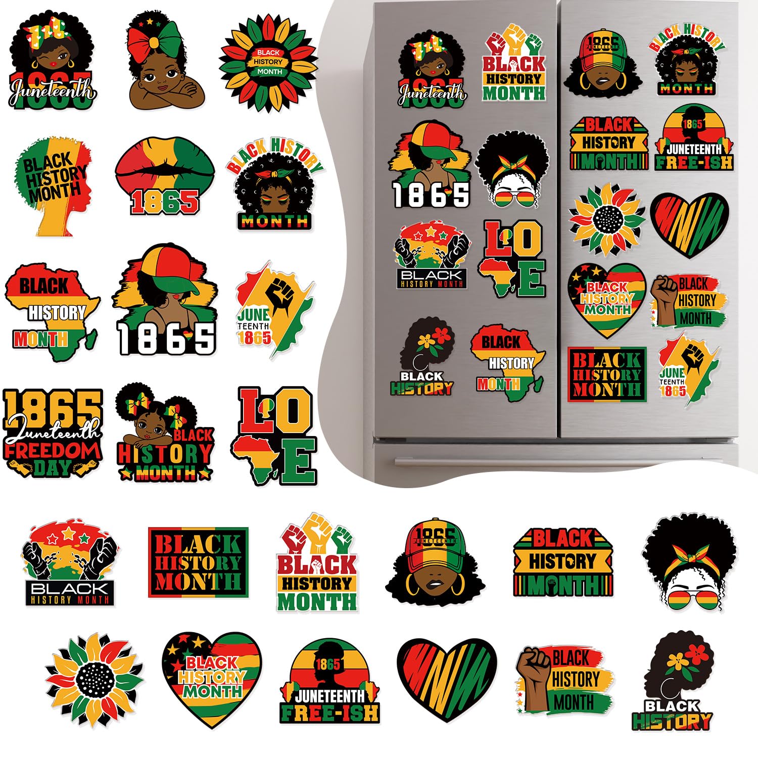 Amazon.com: Black History Month Refrigerator Magnets - Wxiben 24Pcs ...