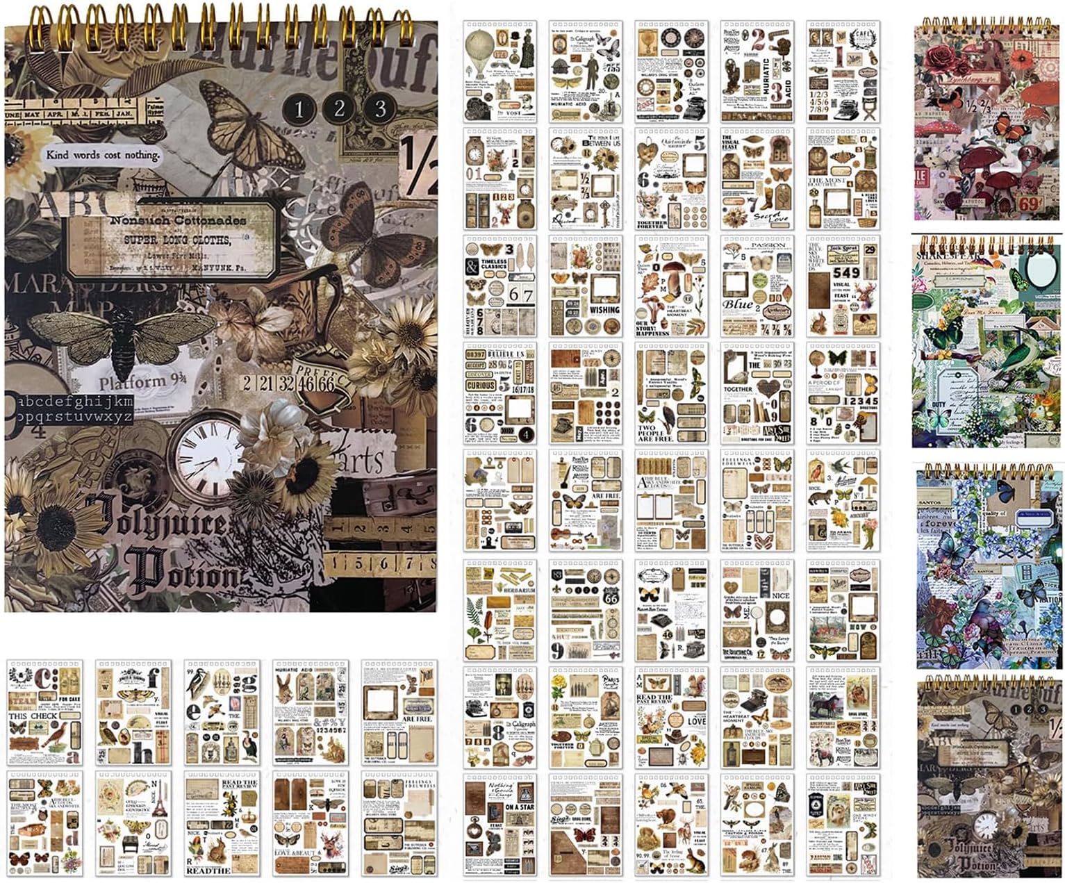 Amazon.com: Jokvaex Scrapbook Vintage Stickers, Washi Stickers 500 Pcs ...