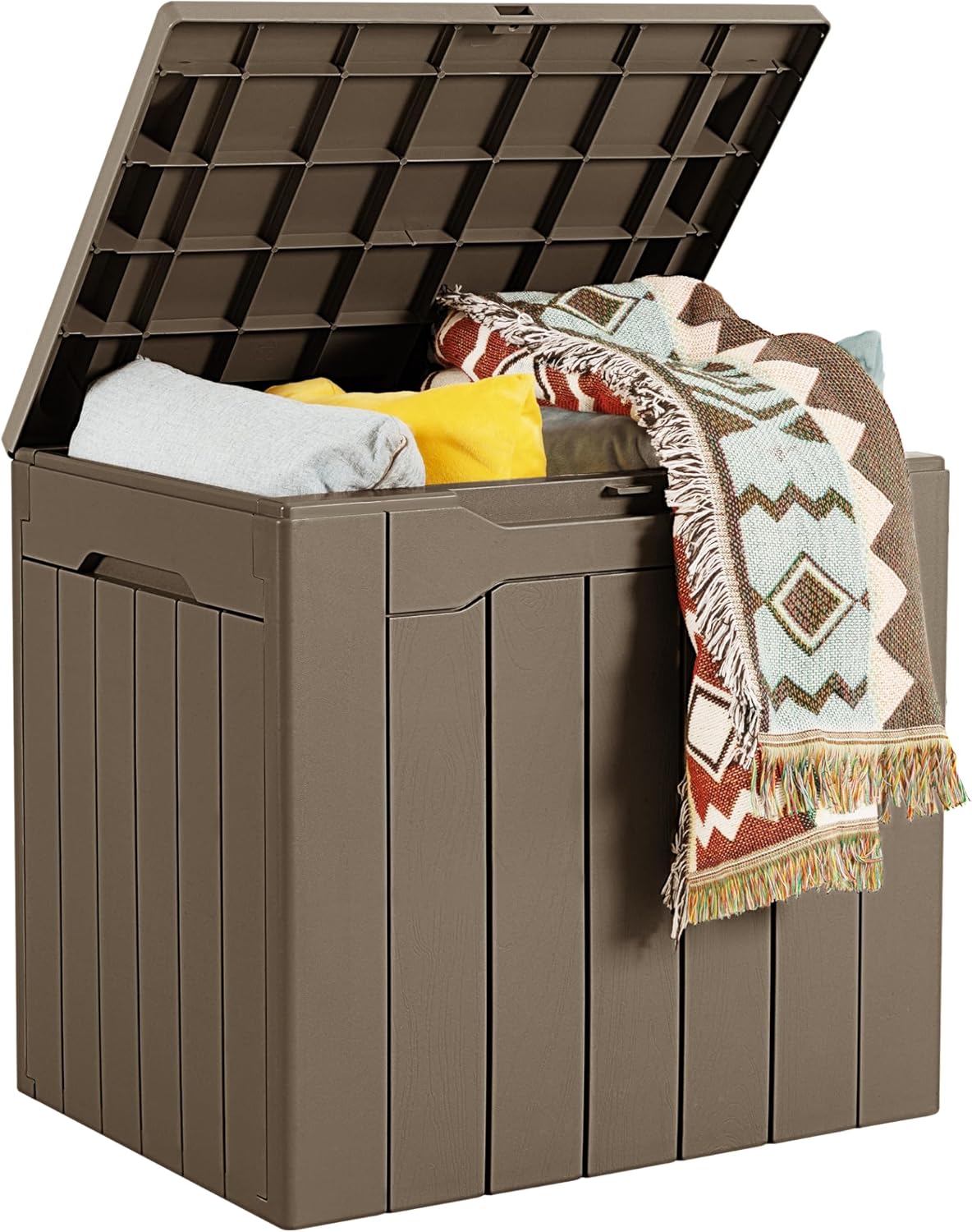 Amazon.co.jp: Alebert｢アレベルト｣ 物置 屋外収納 106L大容量 防水 ベランダ収納 ベランダストッカー コンテナ収納 収納ボックス コンテナ収納 屋外倉庫 収納ベンチ ...