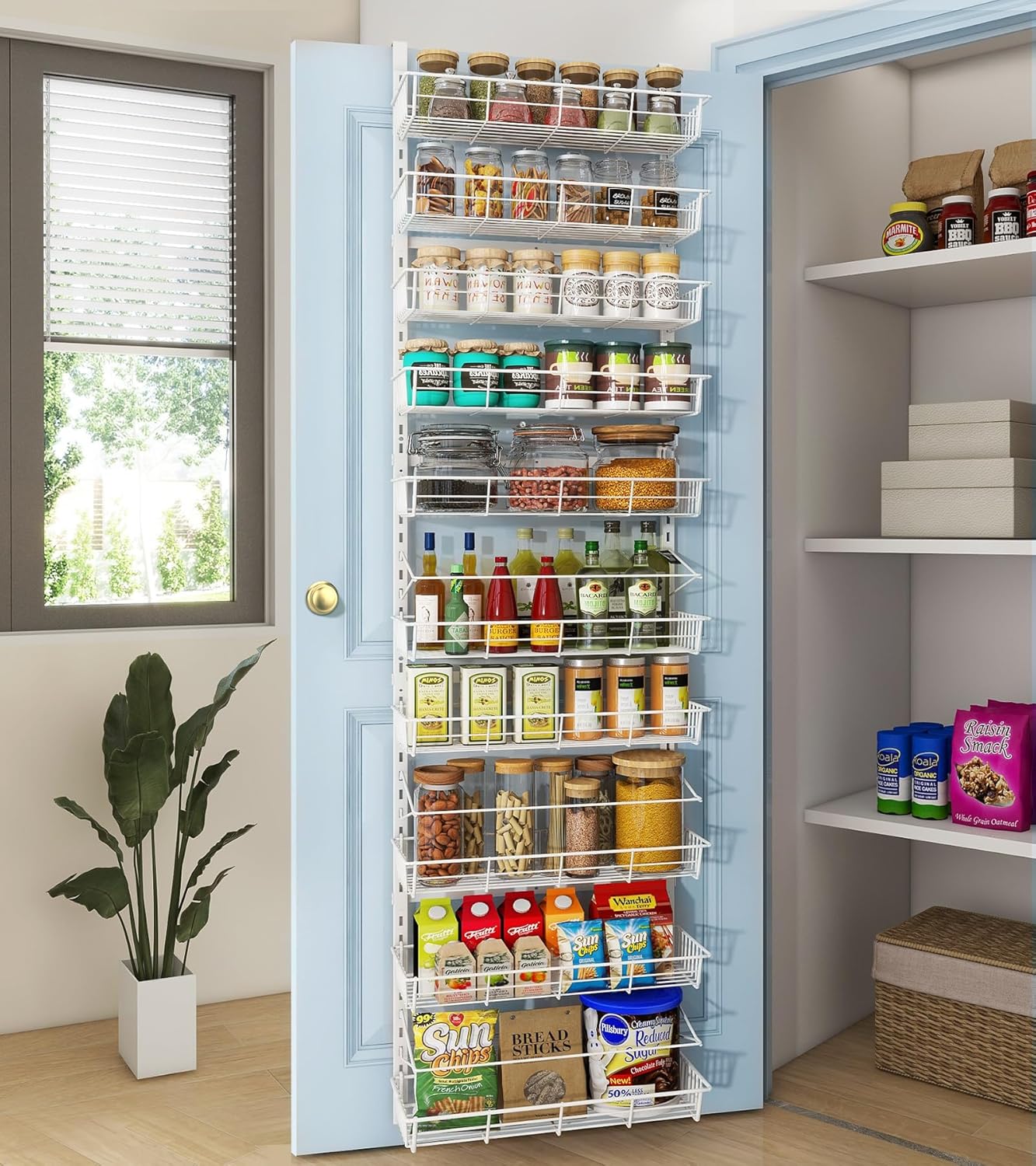 Amazon.com: Mefirt White 10-Tier Over The Door Pantry Organizer, Pantry ...