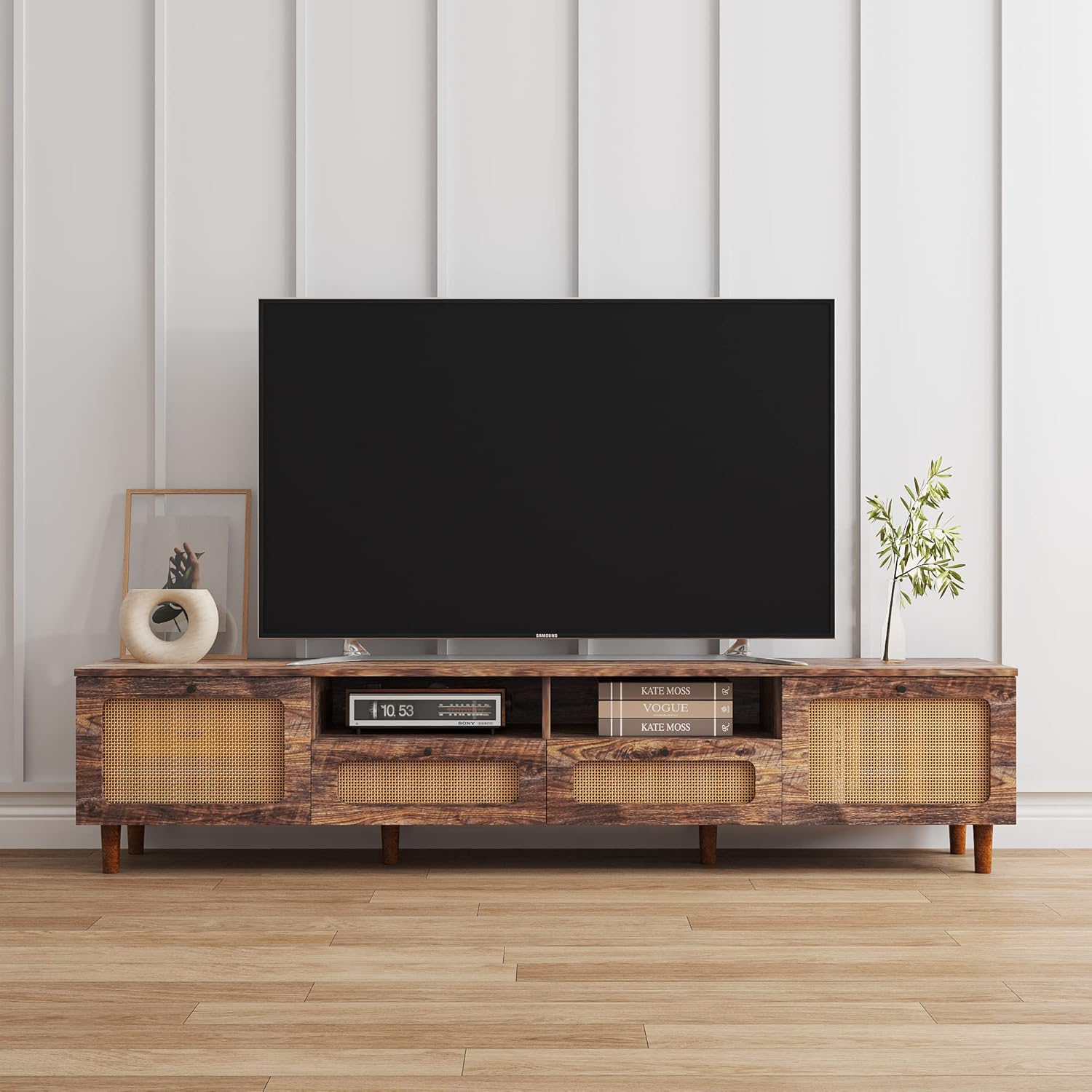 Amazon.com: Melpomene Wood TV Stand for 85 Inch TV, Mid-Century Modern ...