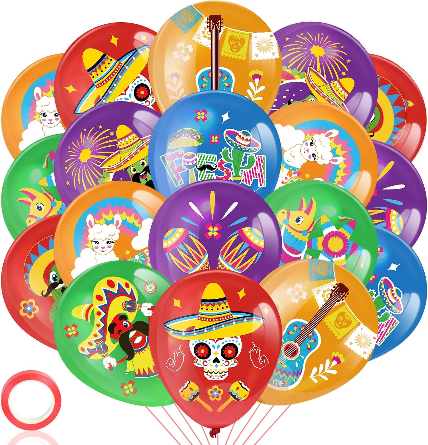 Amazon.com: HOWAF 36pcs Mexican Fiesta Party Balloons,Cinco De Mayo ...