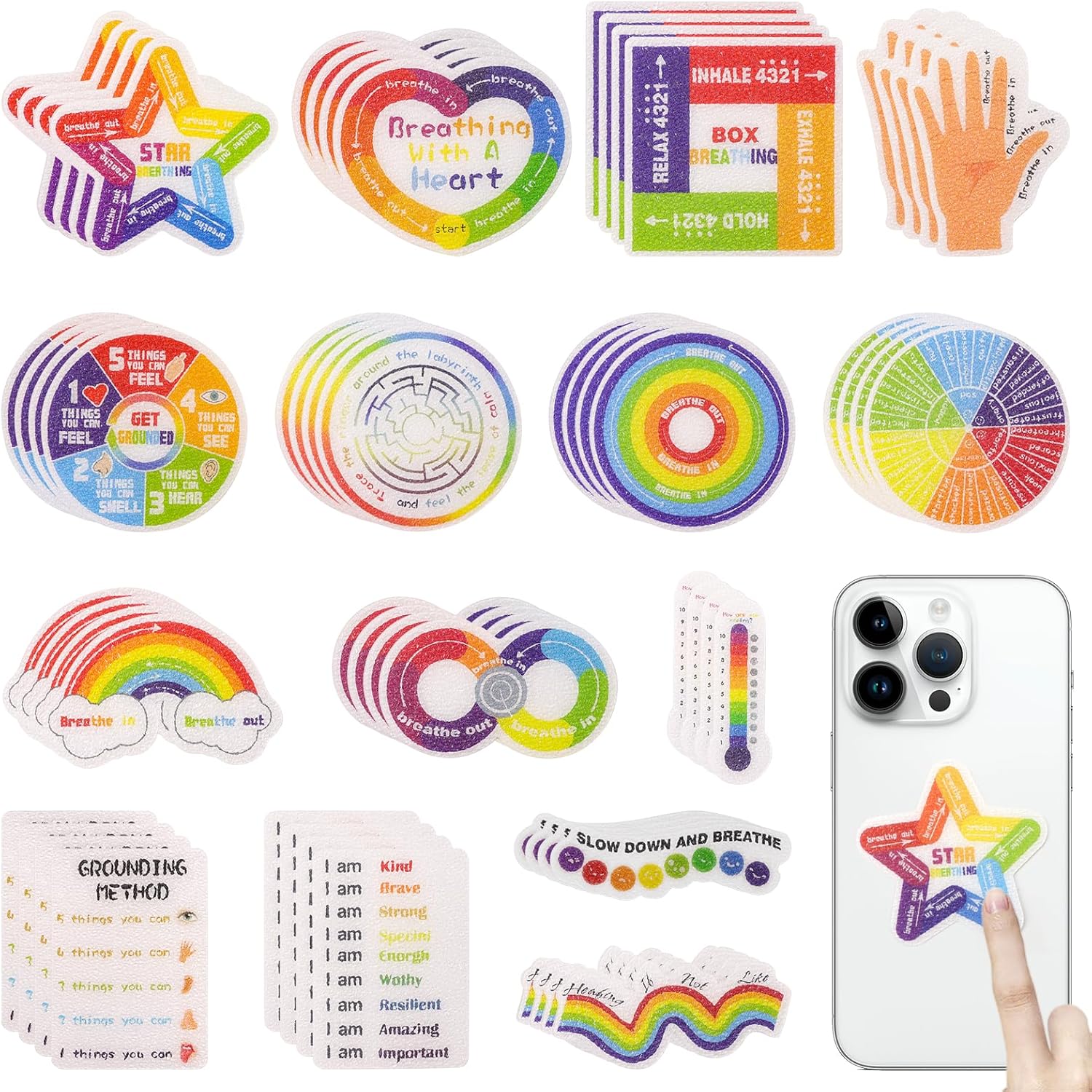 Amazon.com: yuuzue Calm Strips Sensory Stickers, 60 PCS Reusable ...