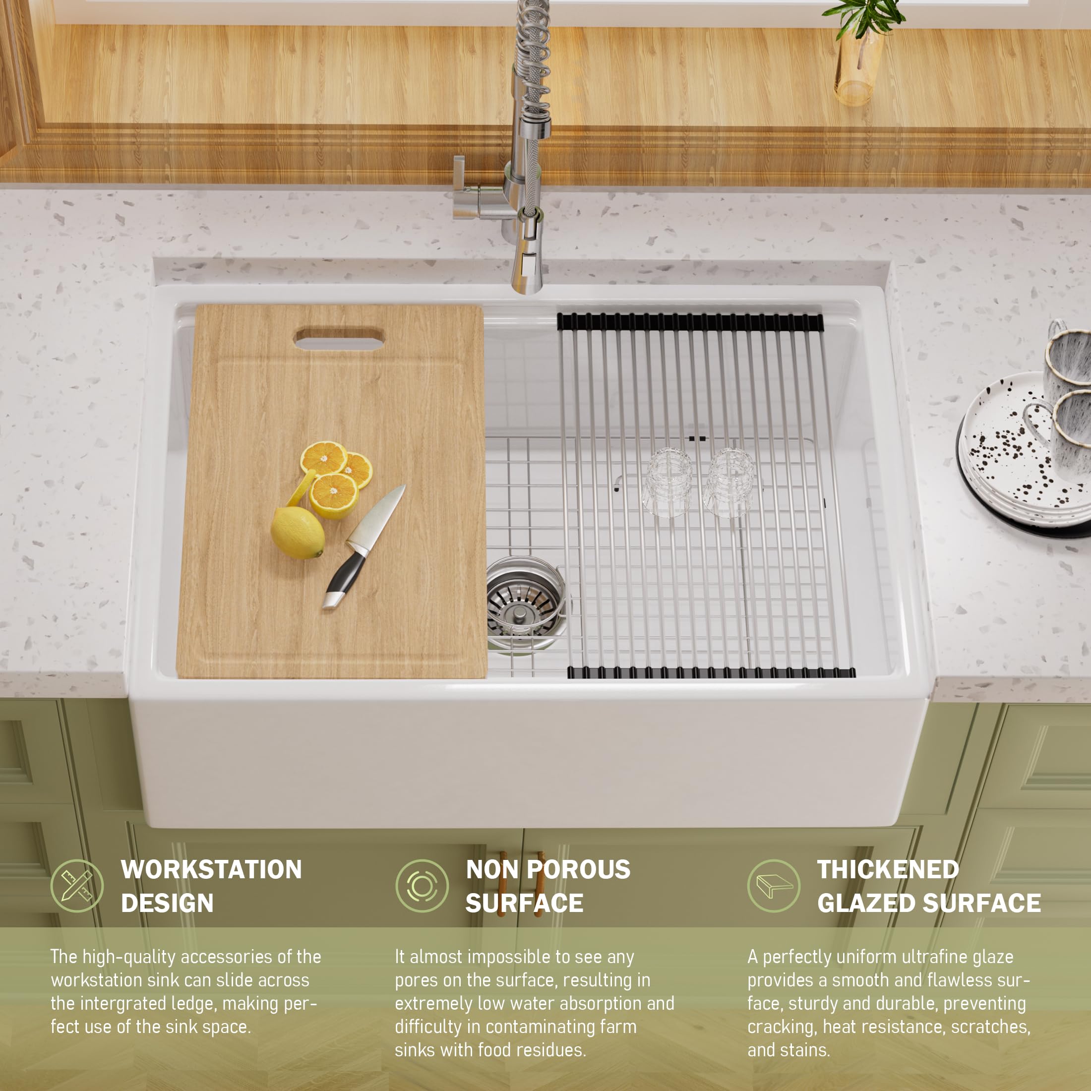 Snapklik.com : White Farmhouse Sink 33 Inch, Farmhouse Sink Workstation ...