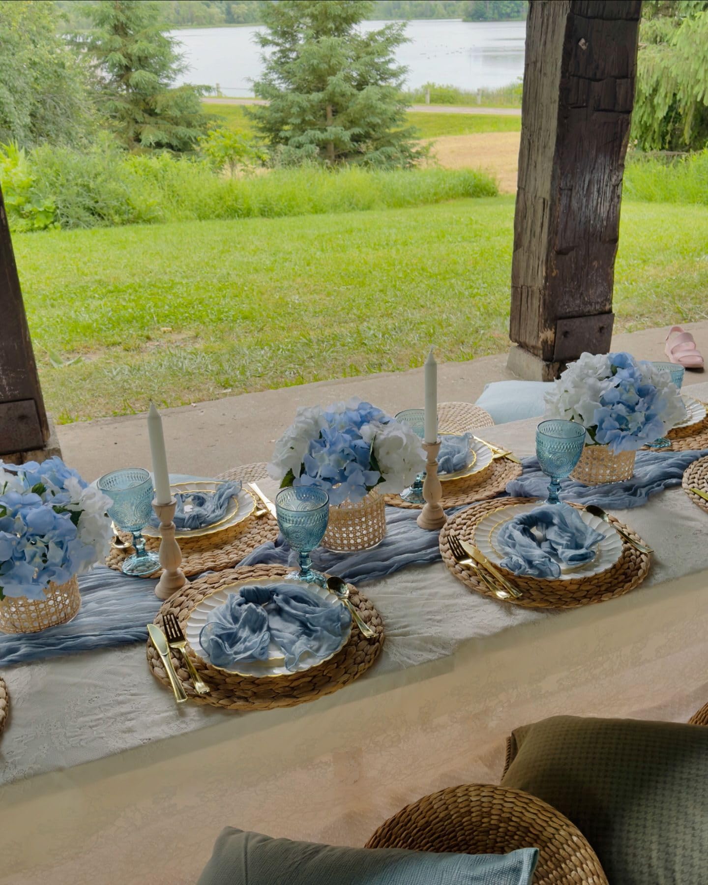 Snapklik.com : Dusty Blue Cheese Cloth Table Runners, 35x120 Inch Boho ...