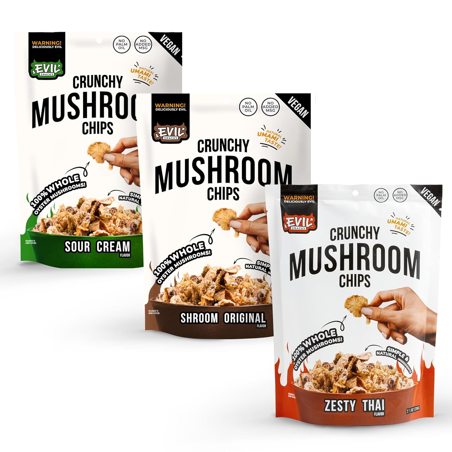 Amazon.com: EVIL SNACKS Crunchy Mushroom Chips - VARIETY PACK - Organic ...