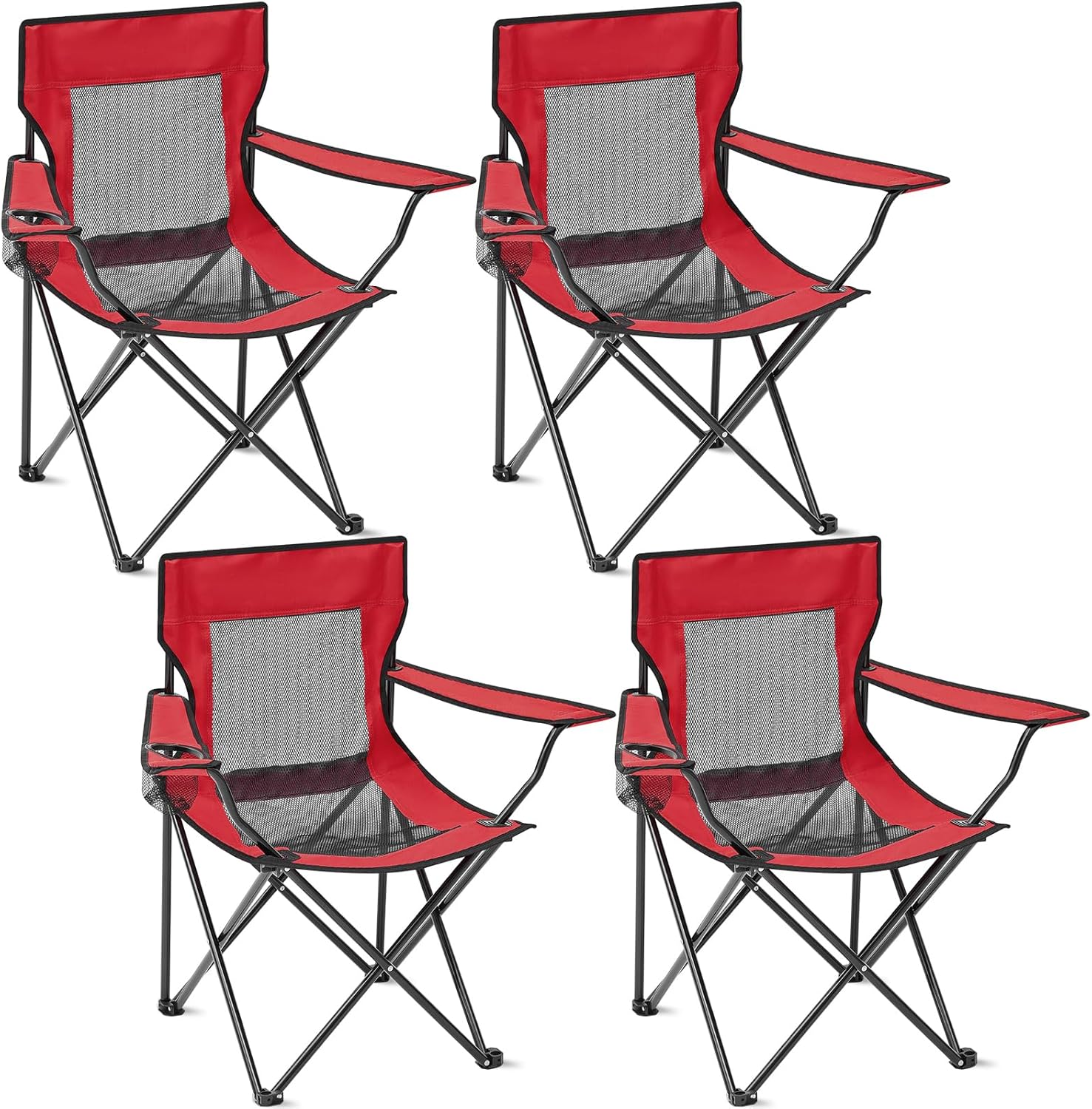 Amazon.com : Burbell 4 Pieces Portable Camping Chairs with Cup Holder ...