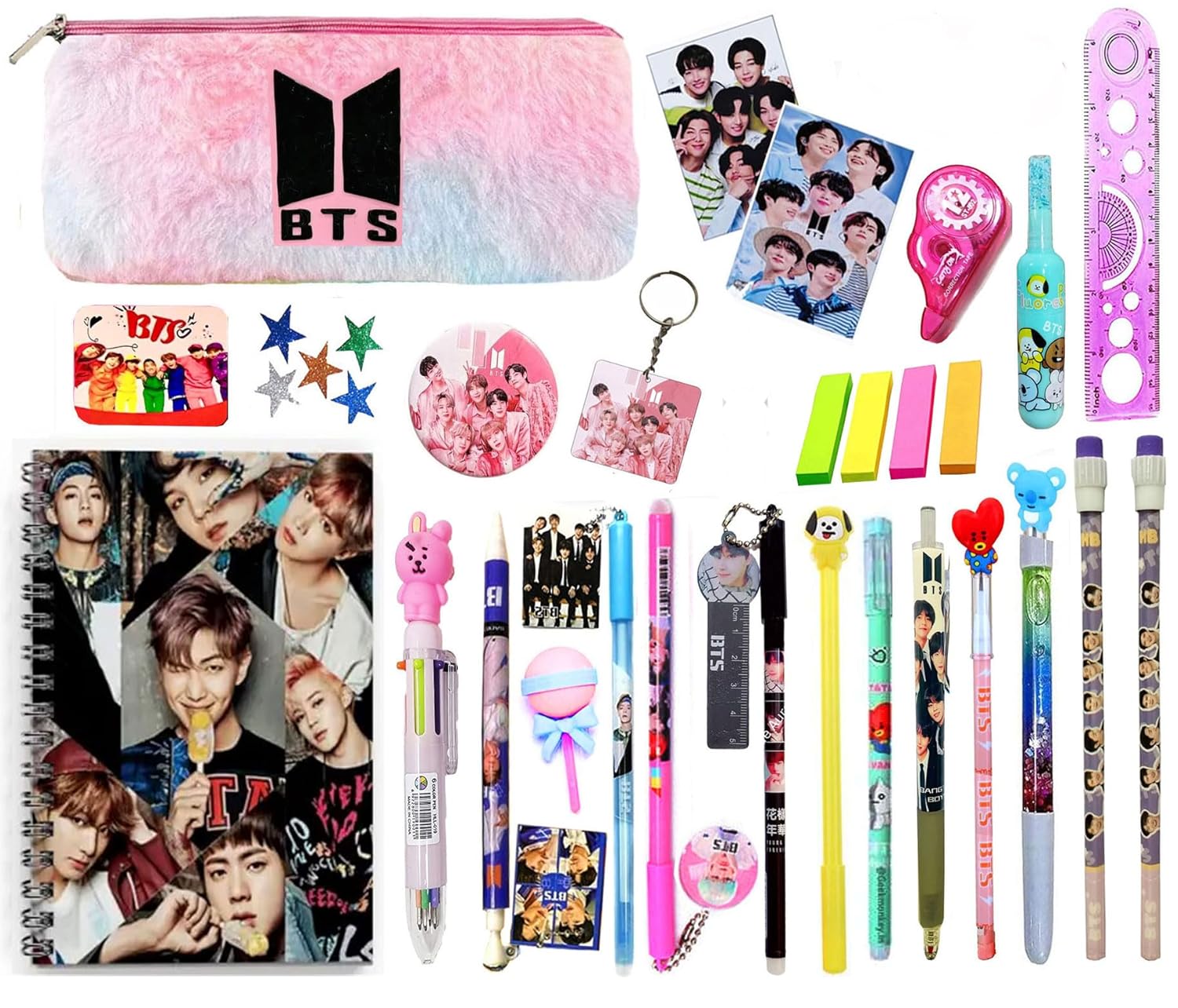 Buy KOBBET® 27pcs BTS Theme Stationery for Girls Pencil Pouch with ...