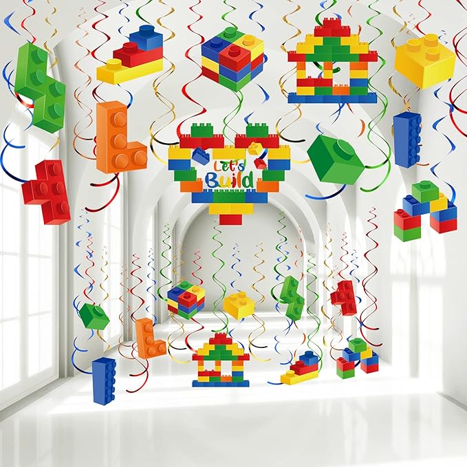 Amazon.com: Faccito 51 Pieces Building Blocks Birthday Decorations ...