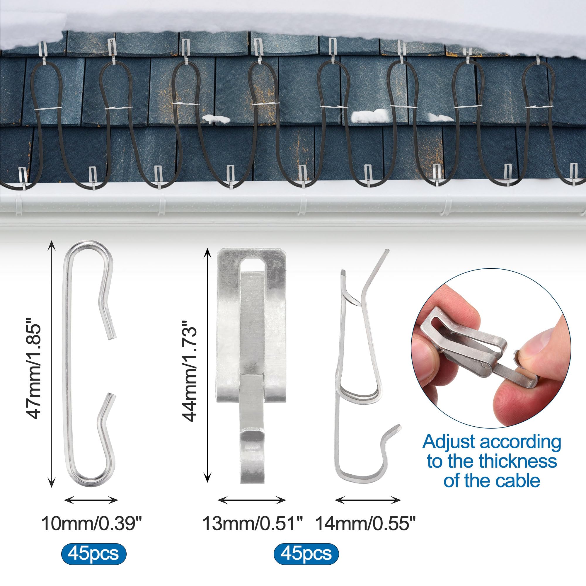 Snapklik.com : 90pcs Heat Cable Roof Clips De Icing Cable Clips And ...