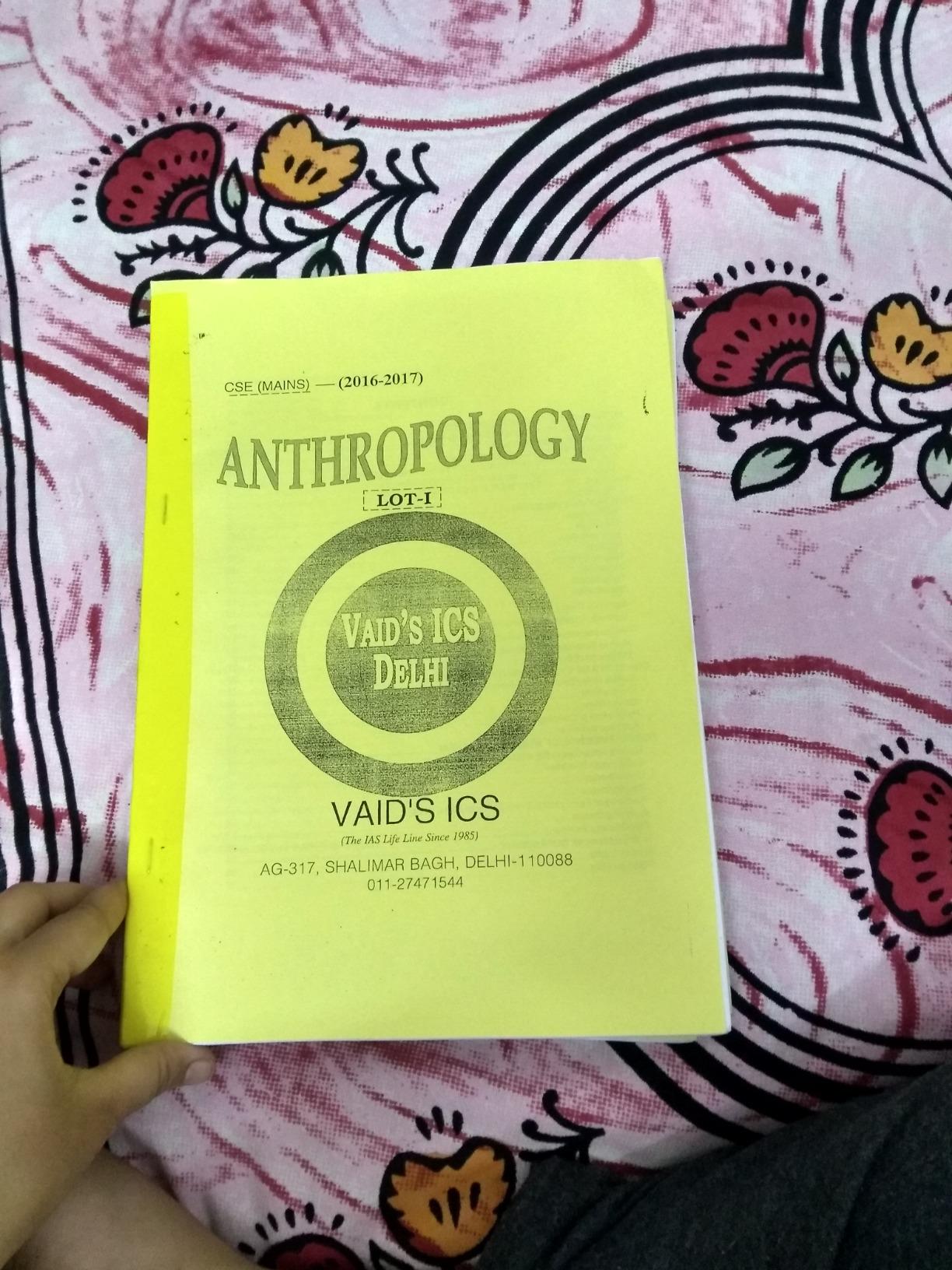 Buy ANTHROPOLOGY OPTIONAL-BY VAID SIR -[PAPER 1&2] - [ 2019] PRINTED ...