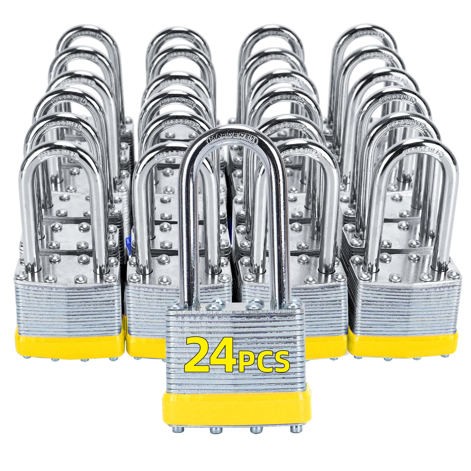 Padlocks with Same Key, LQYN 24 Pcs Laminated Keyed Padlock (1-9/16 ...