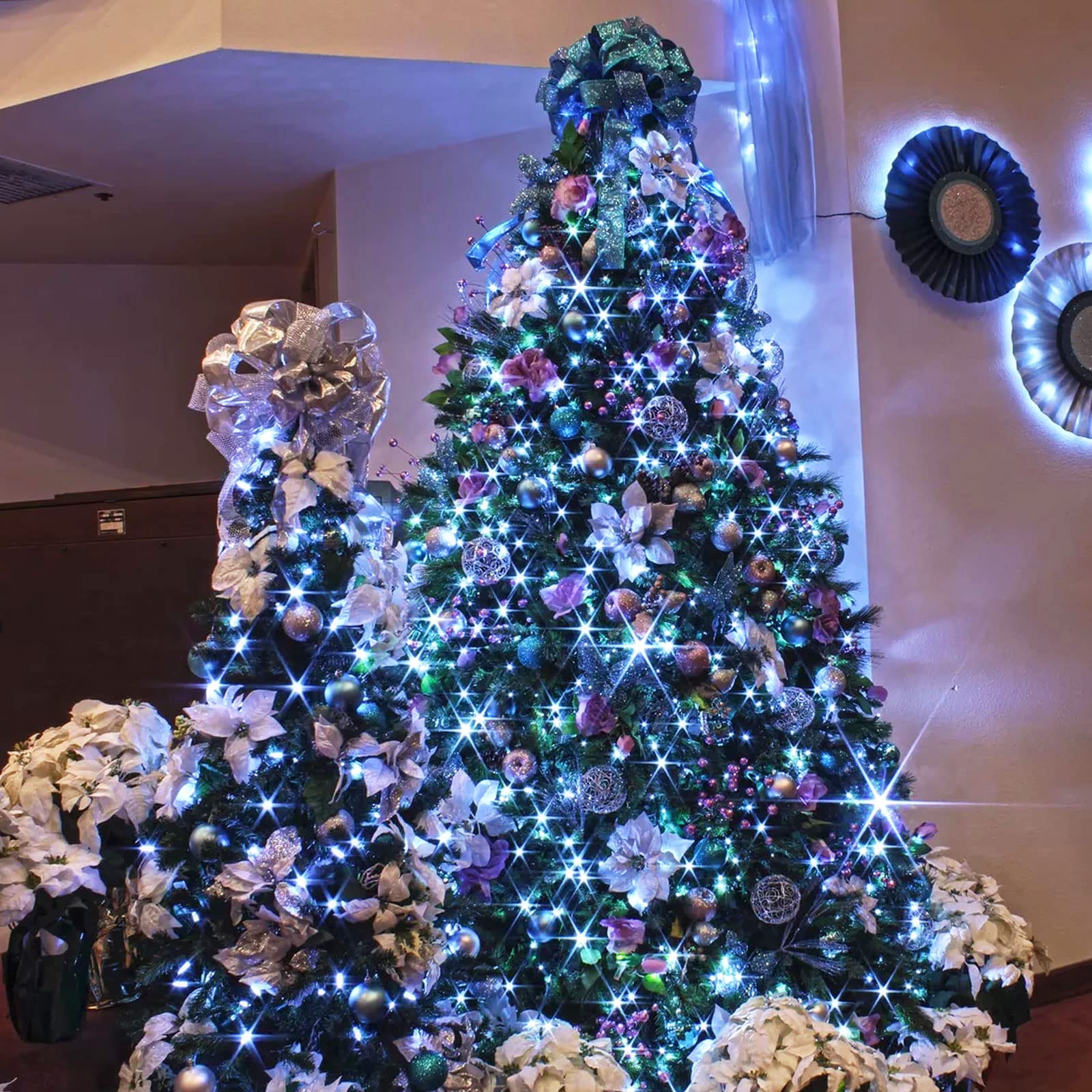 JMEXSUSS 360 LED White Christmas String Lights, 12ft Extendable Green ...