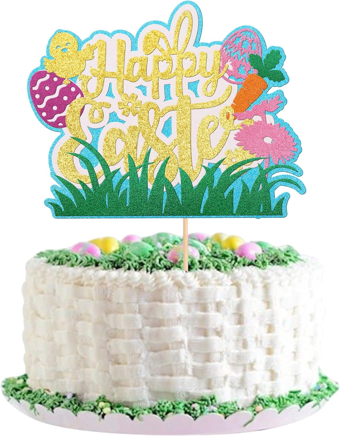 Amazon.com: 1 PCS Happy Easter Cake Topper Glitter Carrot Easter Egg ...
