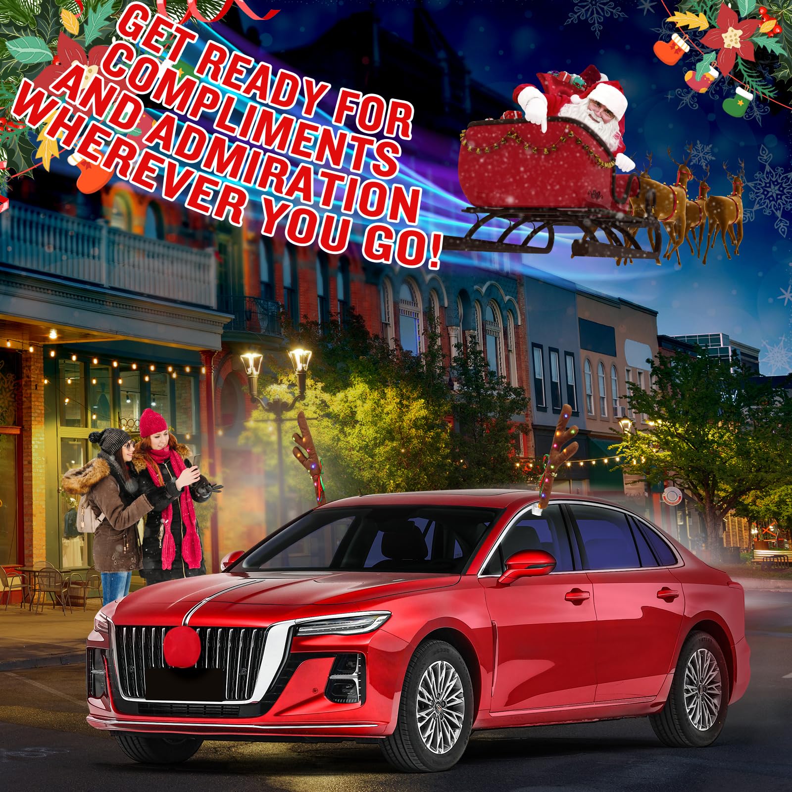 Snapklik.com : Charming Christmas Car Decoration, Festive Reindeer Car ...