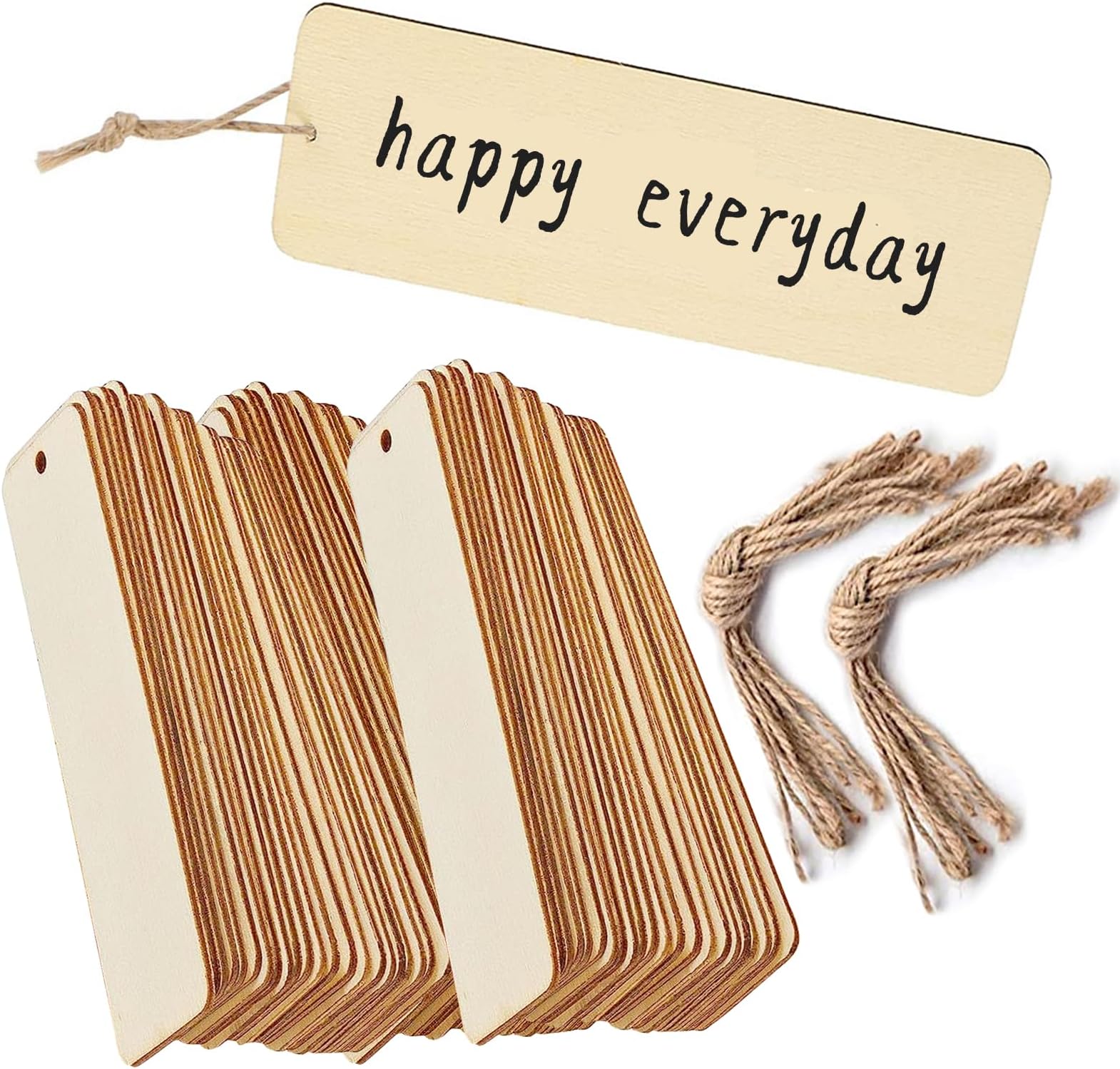 Wooden Bookmarks, 30pcs Wooden Bookmark Blanks with Ropes for Craft ...