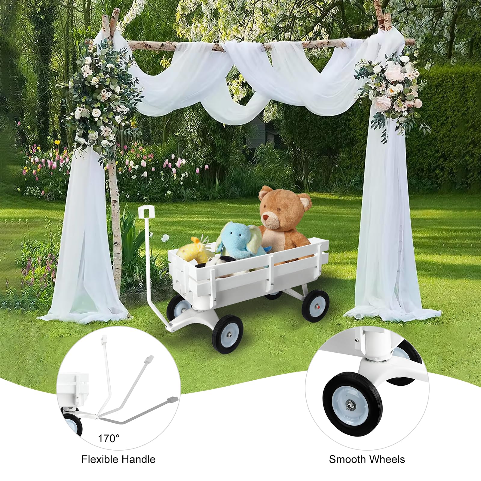 Outdoor Carts With Wheels All Terrain Wagon Big Wheel Garden Red Steel ...