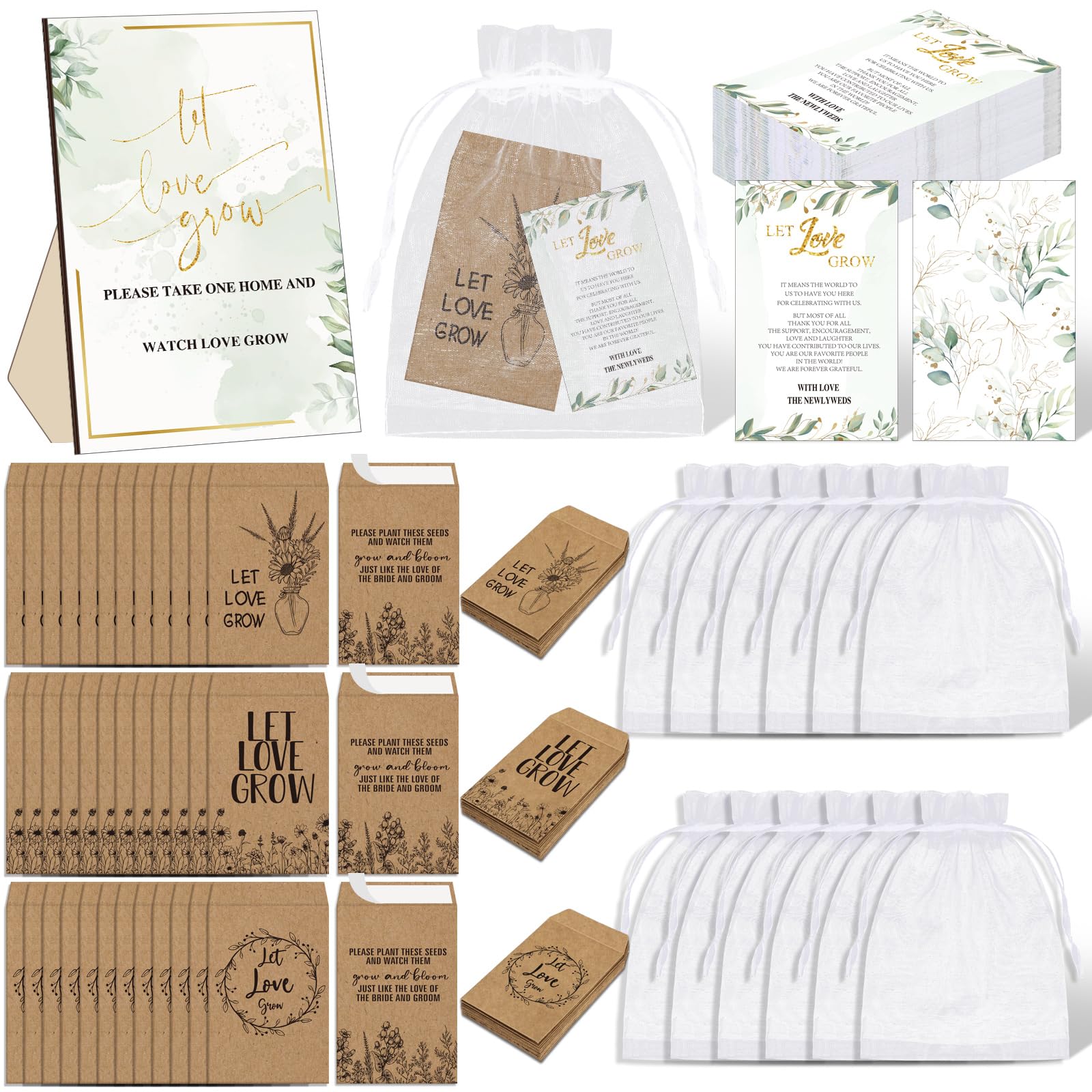 Amazon.com: Ireer 101 Set Let Love Grow Greenery Wedding Favors for ...
