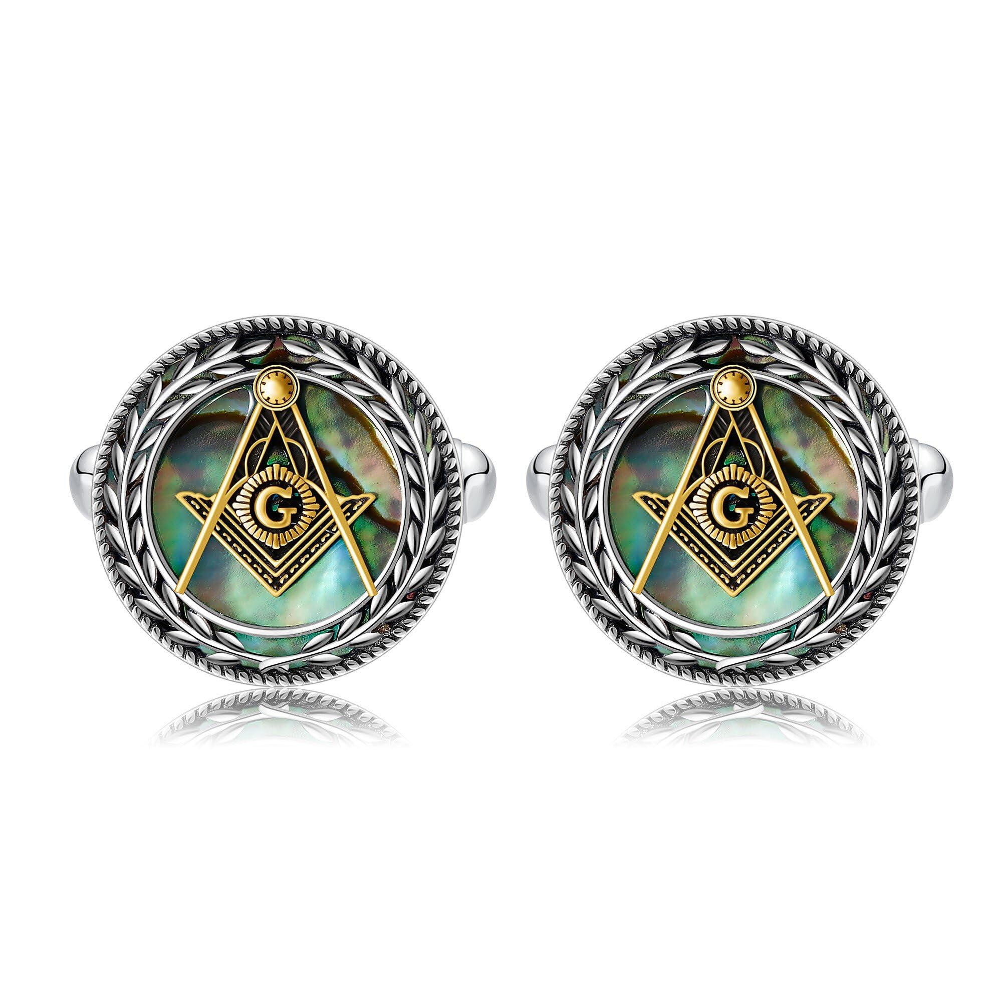 Masonic Cuff Links for Men Sterling Silver Abalone Shell Freemason ...