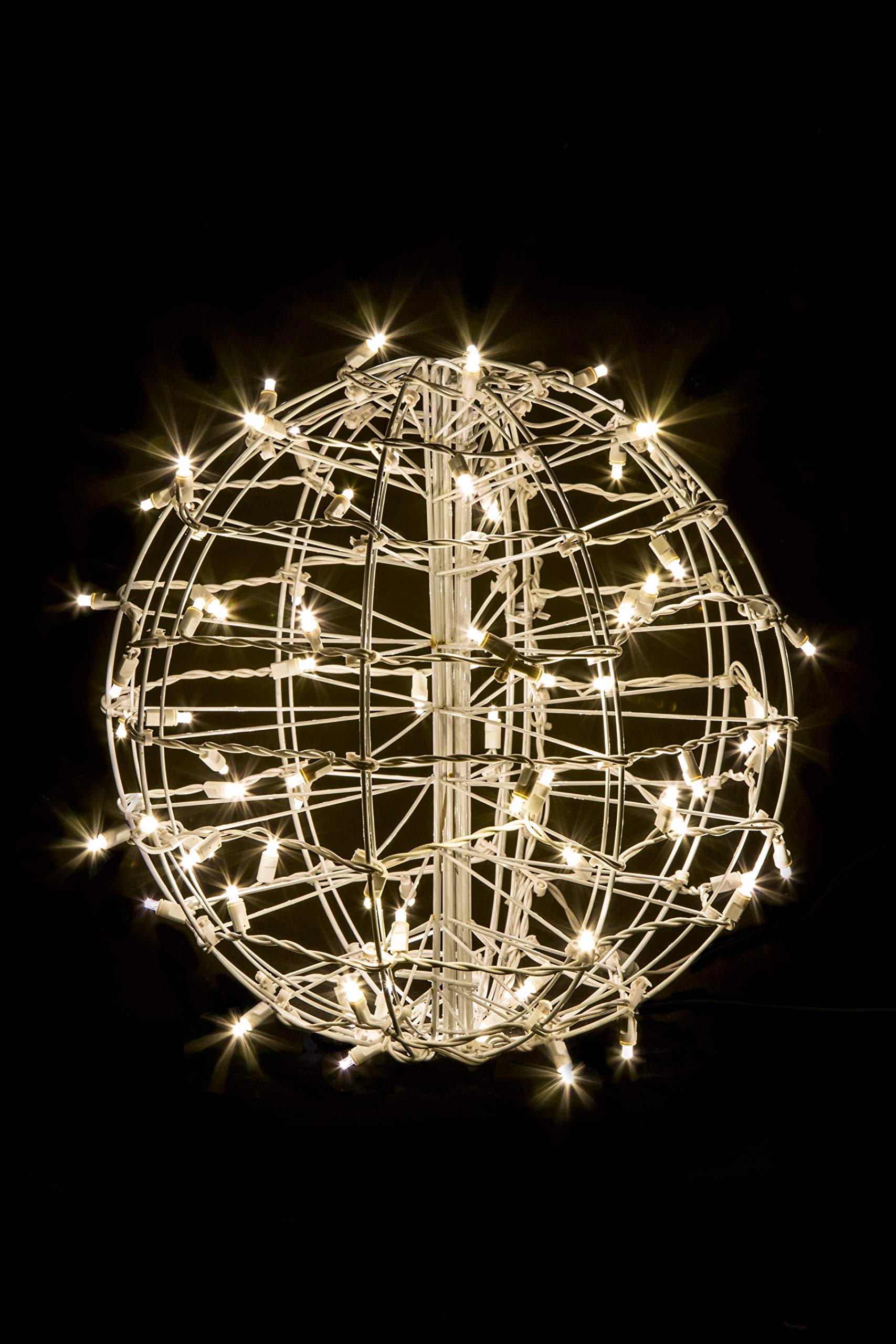 Crab Pot Christmas Trees White 15" Fold Flat Sphere with 100 Clear ...