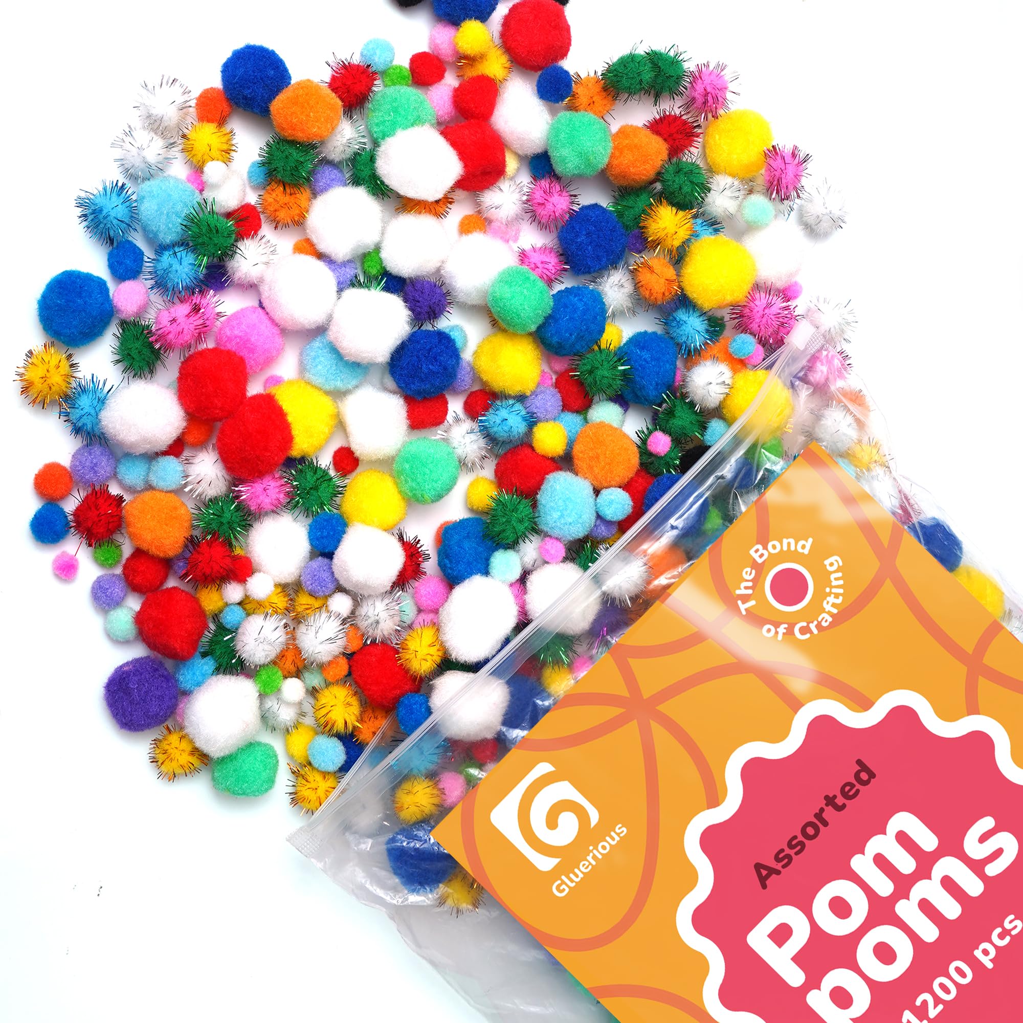 Snapklik.com : 1200pcs Pom Poms For Crafts - Colorful Puffballs 1cm-3cm ...