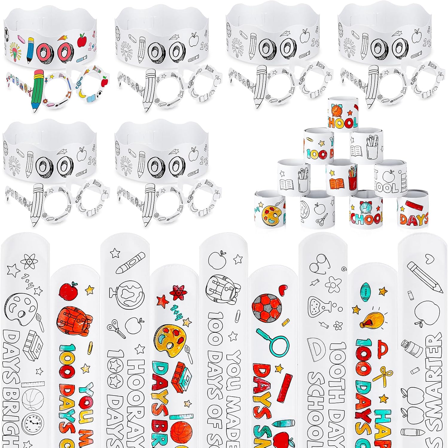Amazon.com: Silipull 72 Pcs 100 Days of School Decorations Including ...