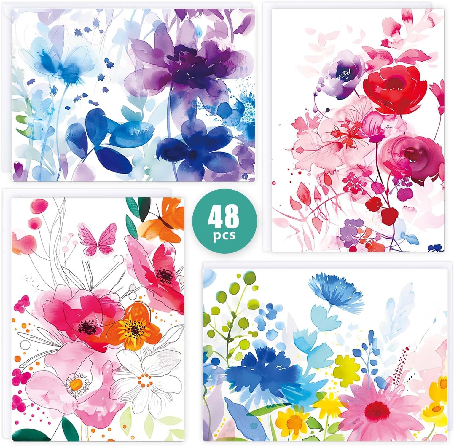 Amazon.com : WEIZHEN 20Pcs Blank Cards and Envelopes 4x6 - Watercolor ...