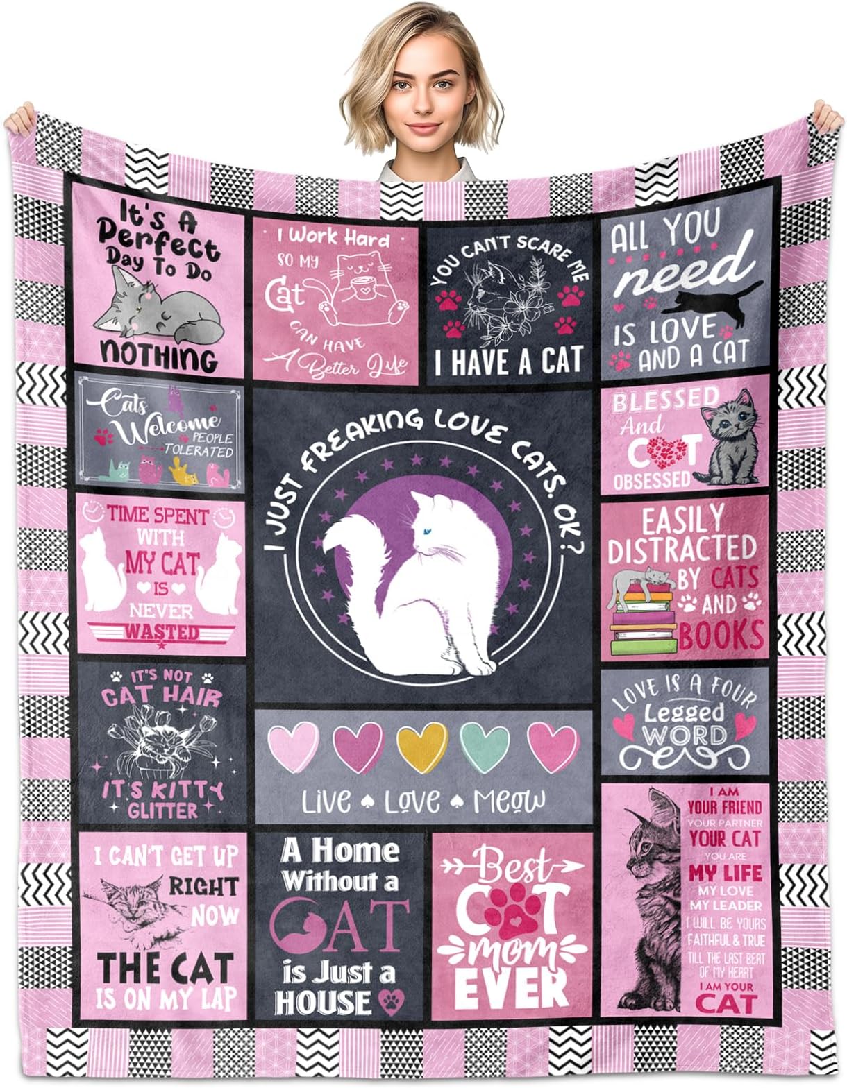 Amazon.com: BUUGVIIL Just a Girl Who Loves Cats Blankets for Cat Lovers ...