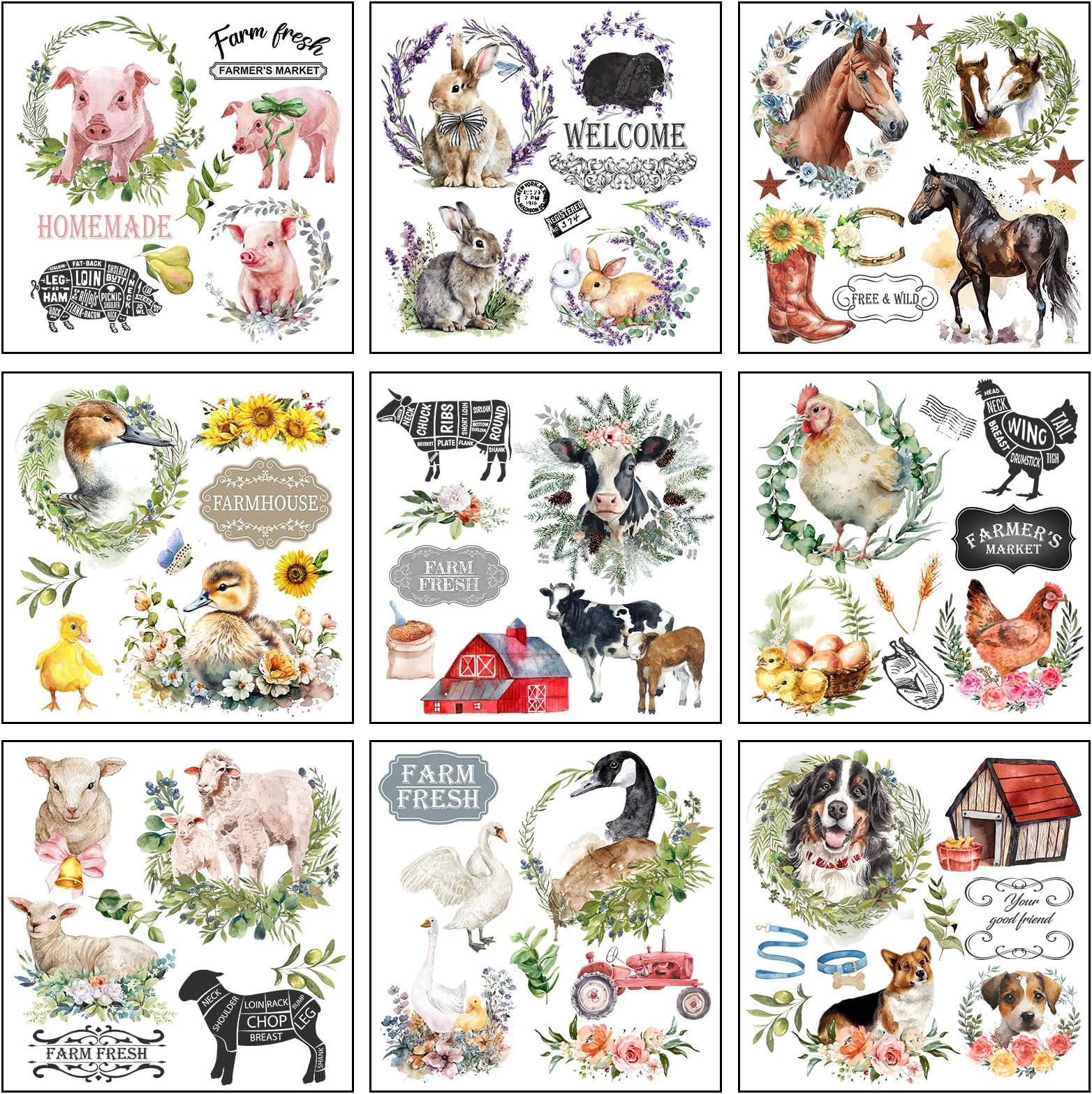 Amazon.com: UV DTF 4 Sheet Morning Farmhouse Rub on Transfers ...
