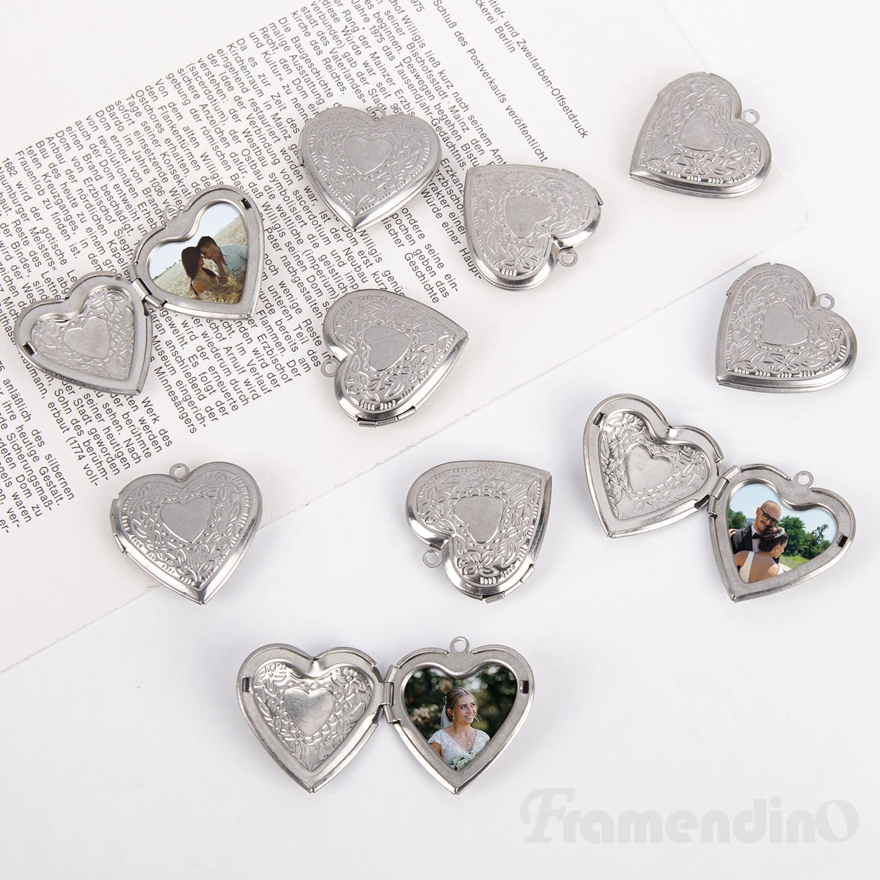 Snapklik.com : 10 Pack Heart Photo Frame Charms Locket Charms Stainless ...