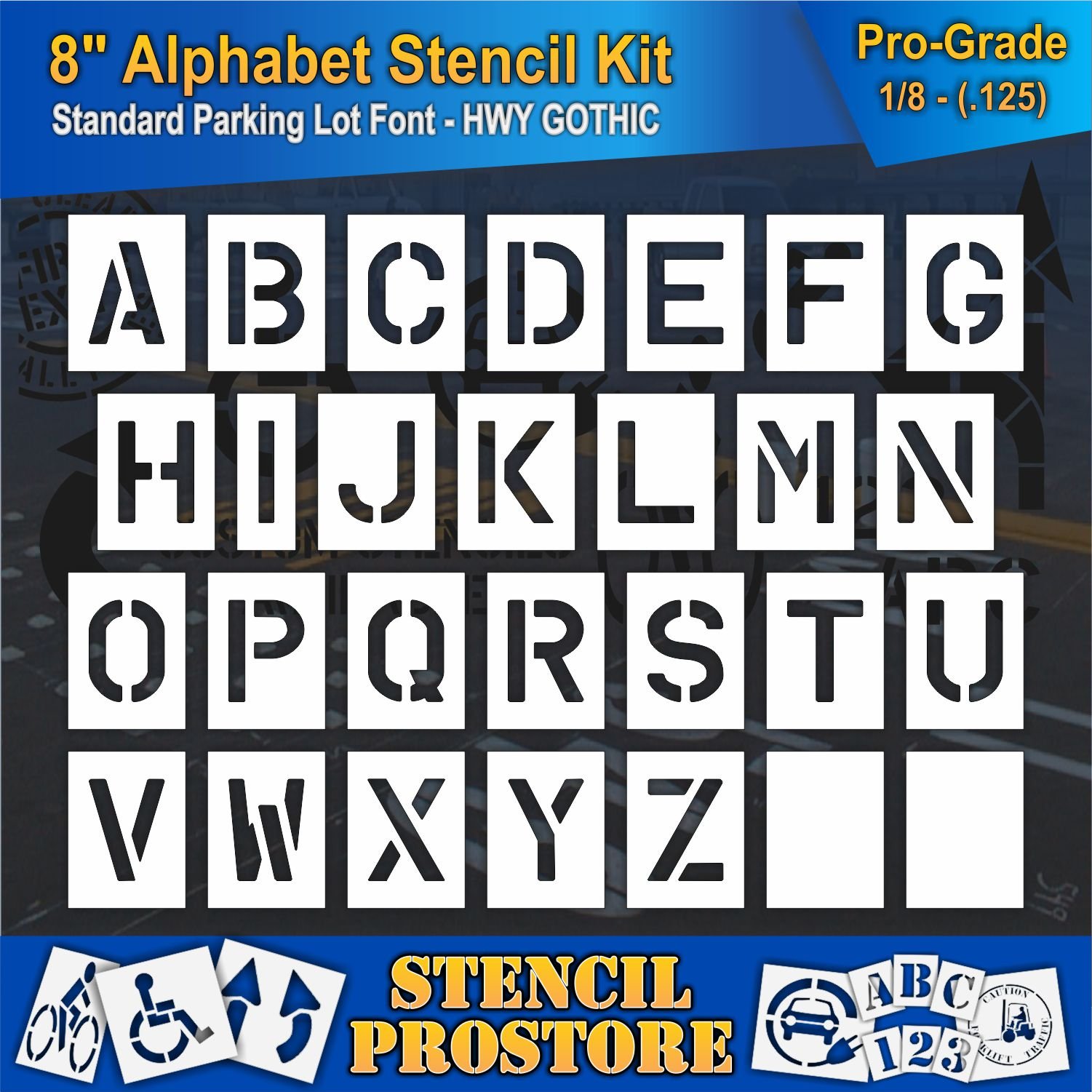 Snapklik.com : Pavement Stencils - 8 Inch ALPHABET KIT STENCIL SET