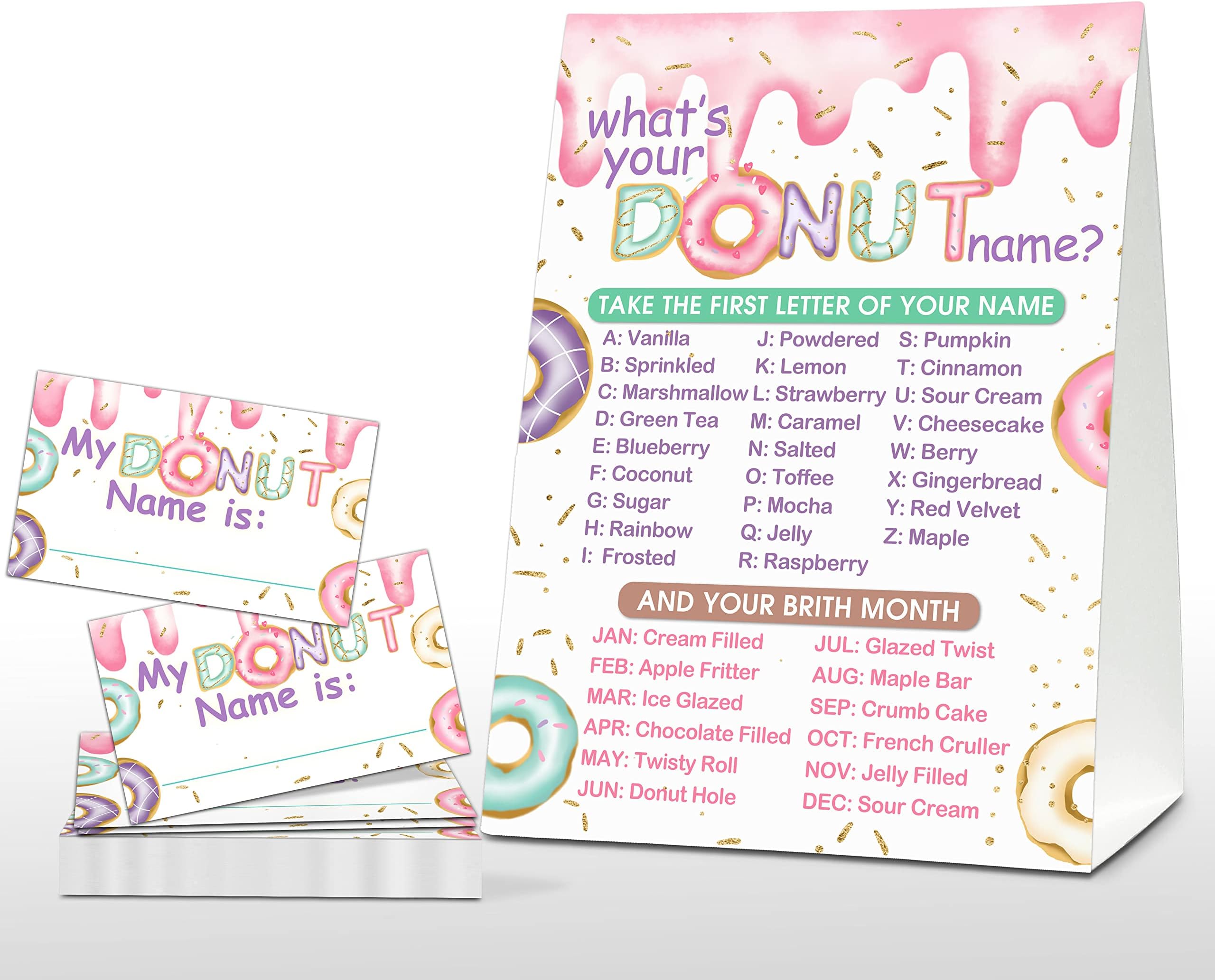 Amazon.com: What's Your Donut Name Game - Sweet Donut Birthday Party ...