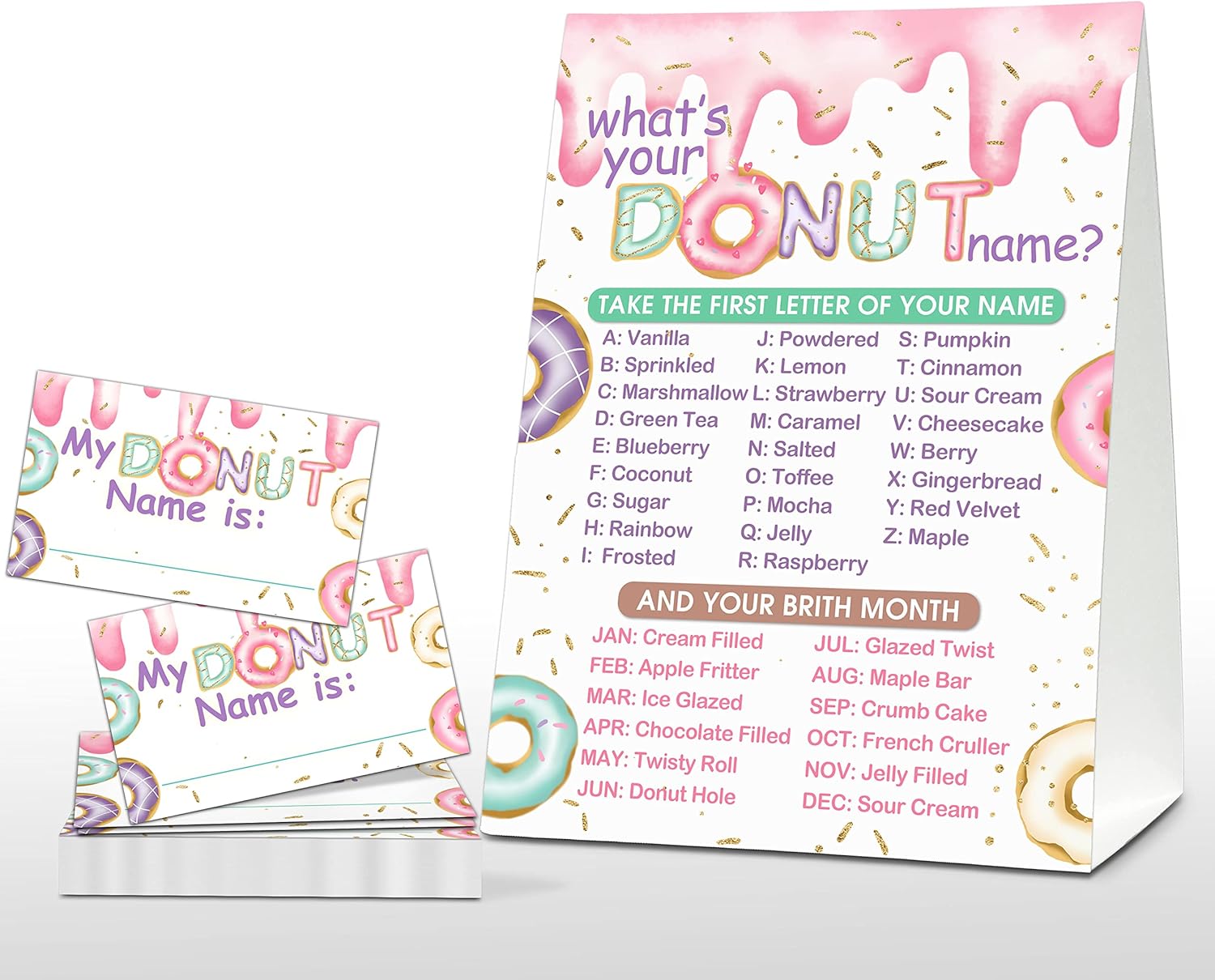 Amazon.com: What's Your Donut Name Game - Sweet Donut Birthday Party ...